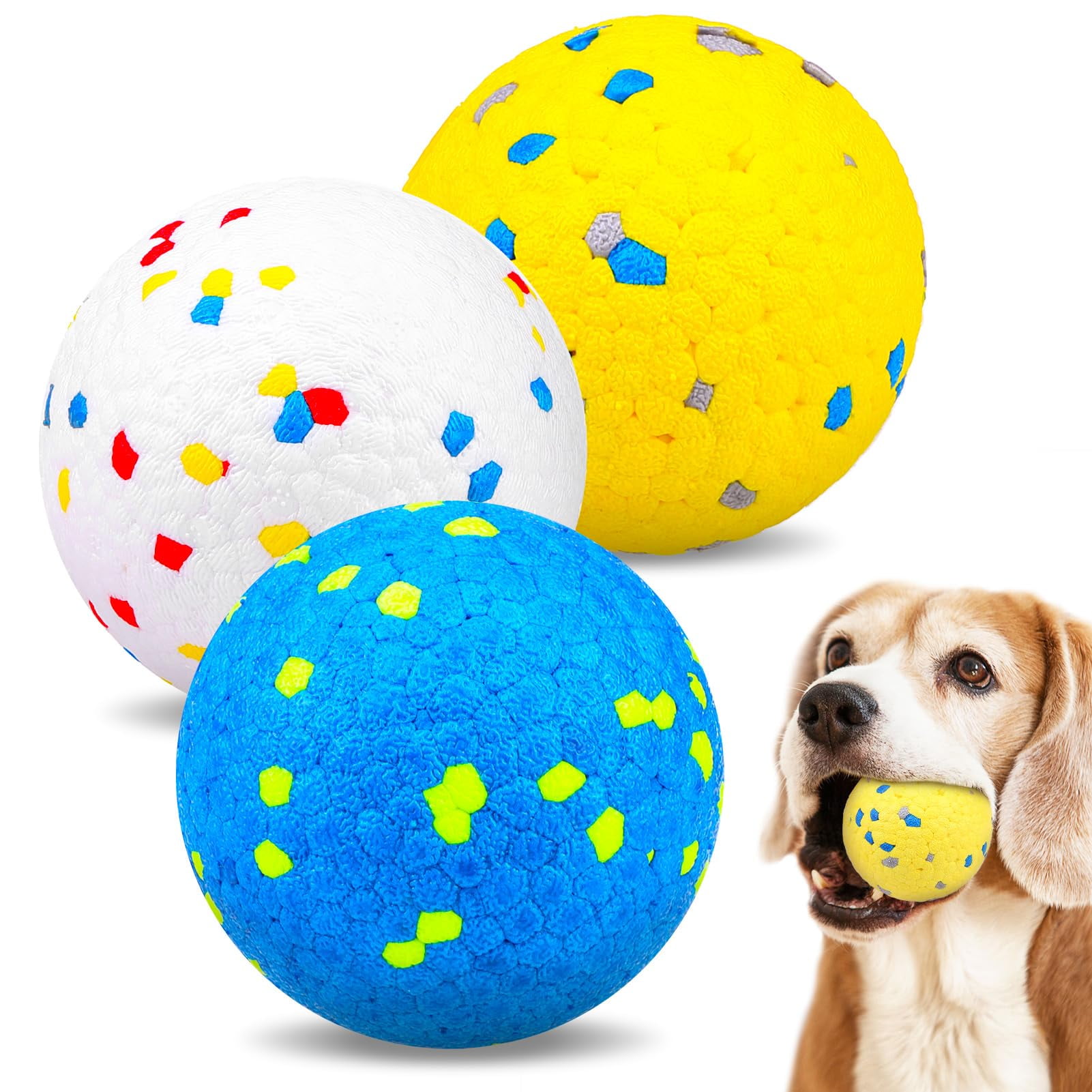 Dog Balls - 3 Pack Interactive Chew Toys For Aggressive Chewers ...