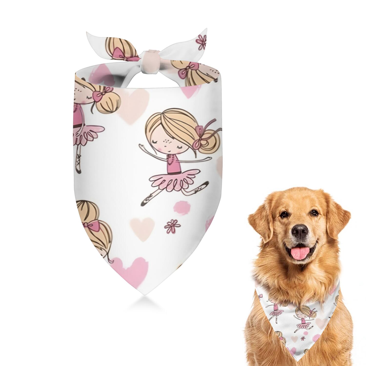 Dog Bandana 1 Pack,Ballet Princess Heart Pattern Bandanas for Dogs,Cat ...