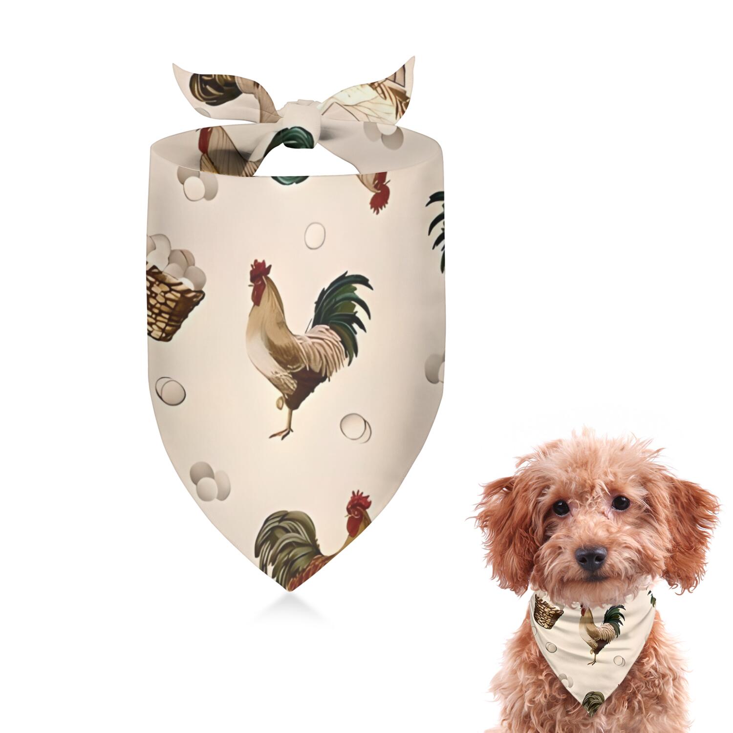 Dog Bandana 1 Pack,Beige Chicken Egg Basket Pattern Bandanas for Dogs ...