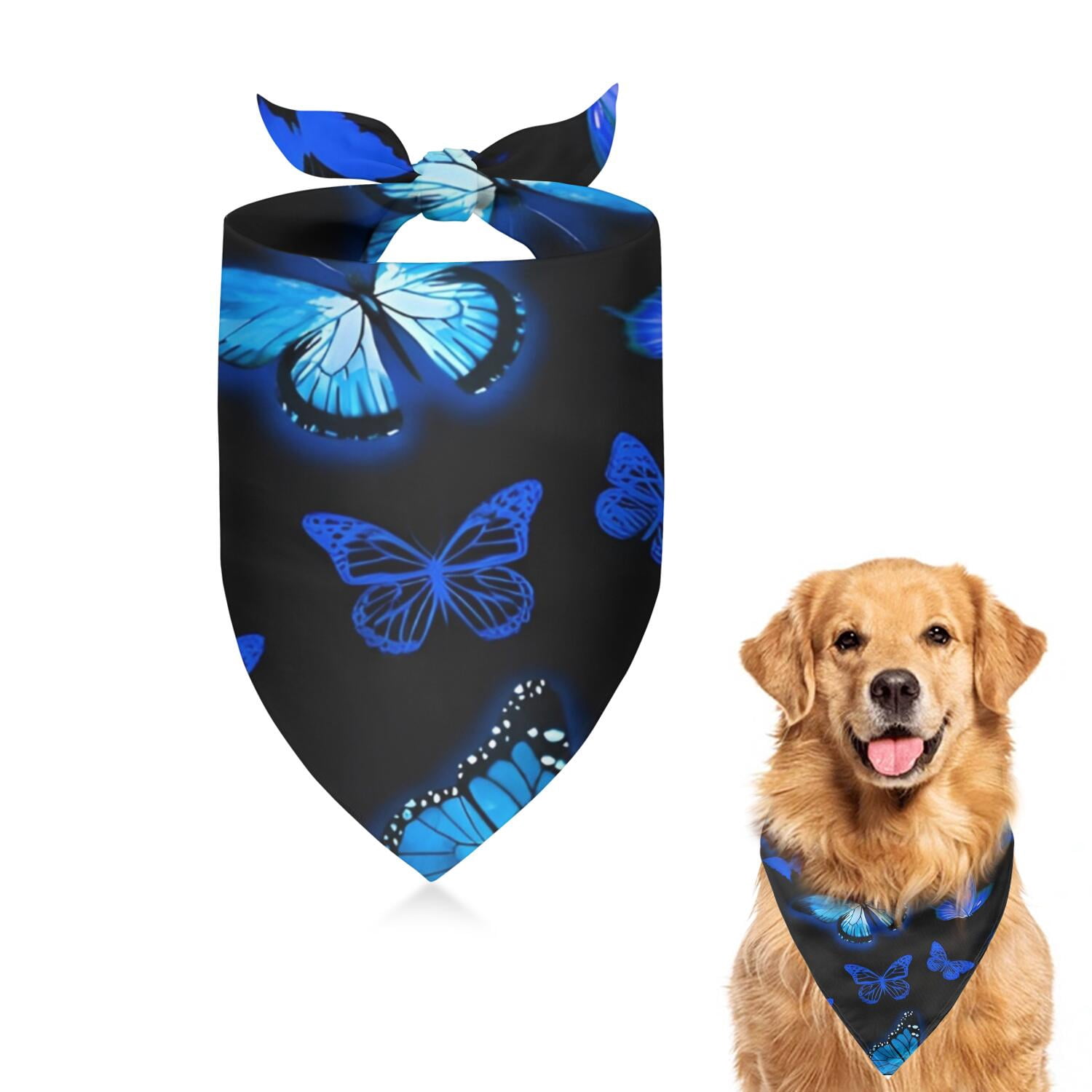 Dog Bandana 1 Pack,Black Blue Butterfly Pattern Bandanas for Dogs,Cat ...