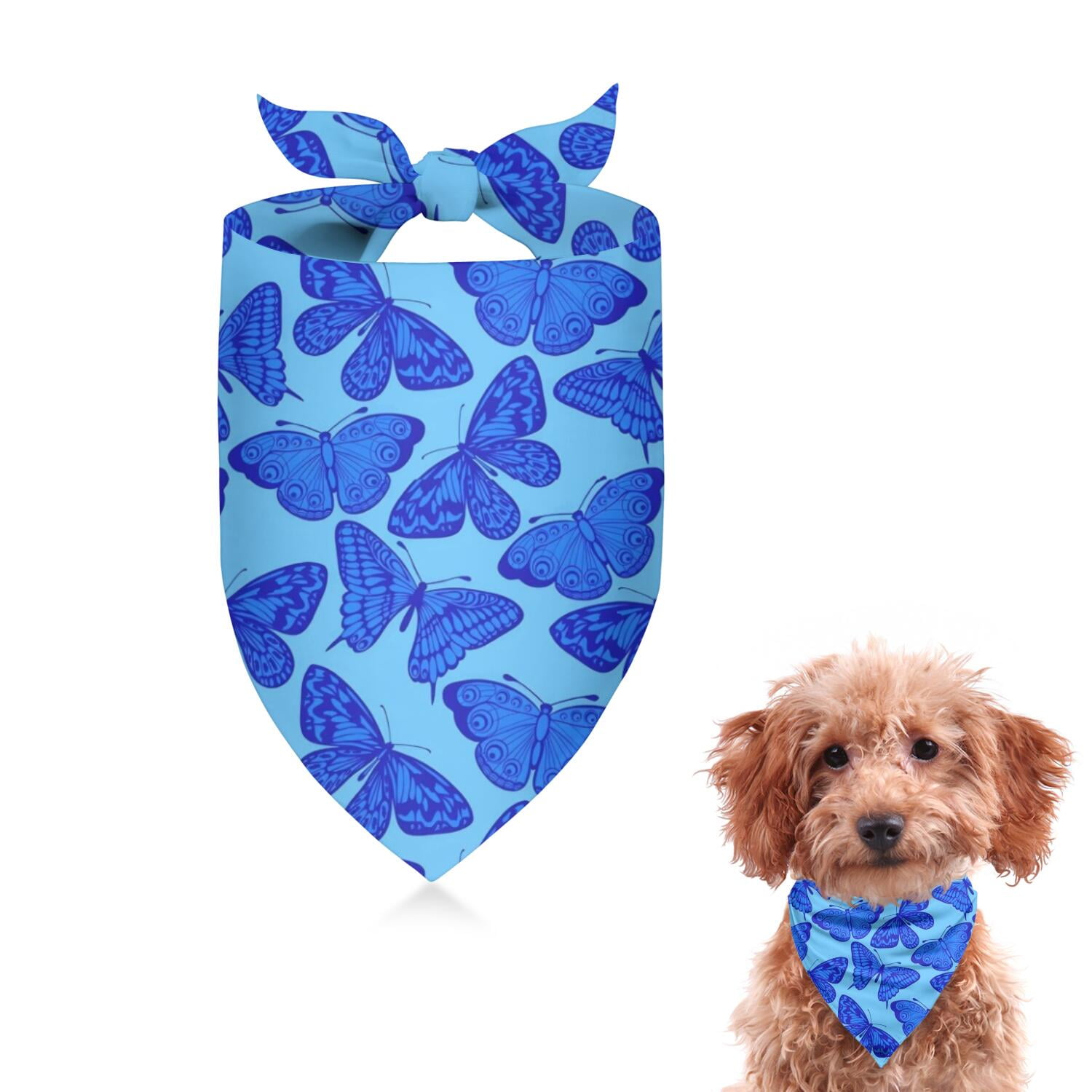 Dog Bandana 1 Pack,Blue Butterfly Blue Pattern Bandanas for Dogs,Cat ...