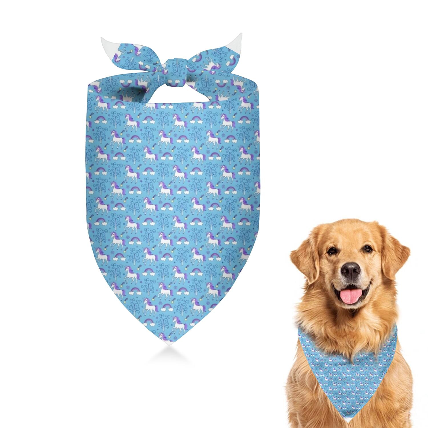 Dog Bandana 1 Pack,Blue Cartoon Unicorn Pattern Bandanas for Dogs,Cat Bandana,Small/ Large Dog ...