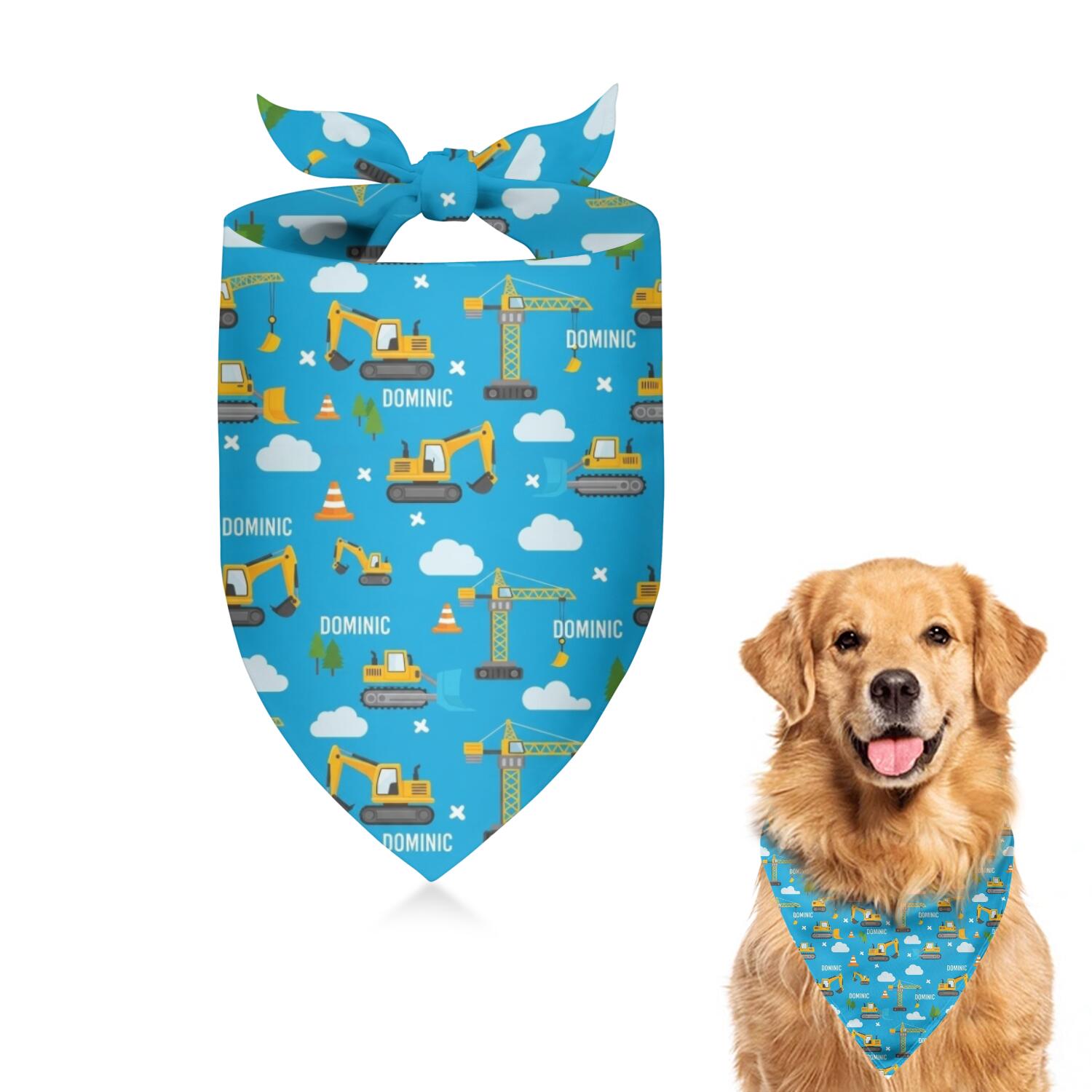 Dog Bandana 1 Pack,Cartoon Construction Vehicles Cranes Bandanas for ...