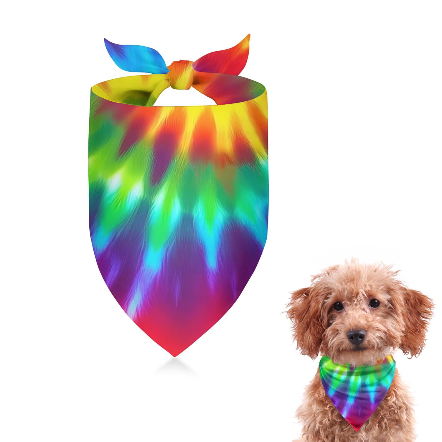 Dog Bandana 1 Pack,Colorful Rainbow Tie Dye Spiral Pattern Bandanas for ...