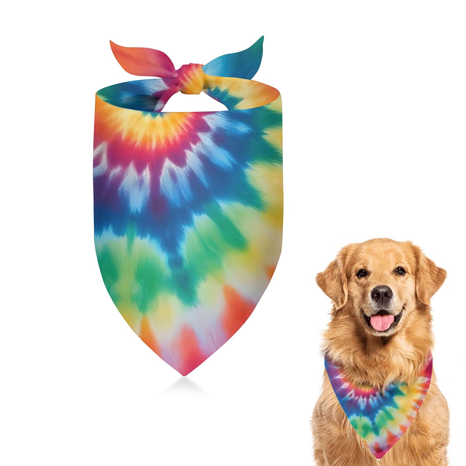 Dog Bandana 1 Pack,Colorful Rainbow Tie Dye Spiral Pattern Bandanas for ...