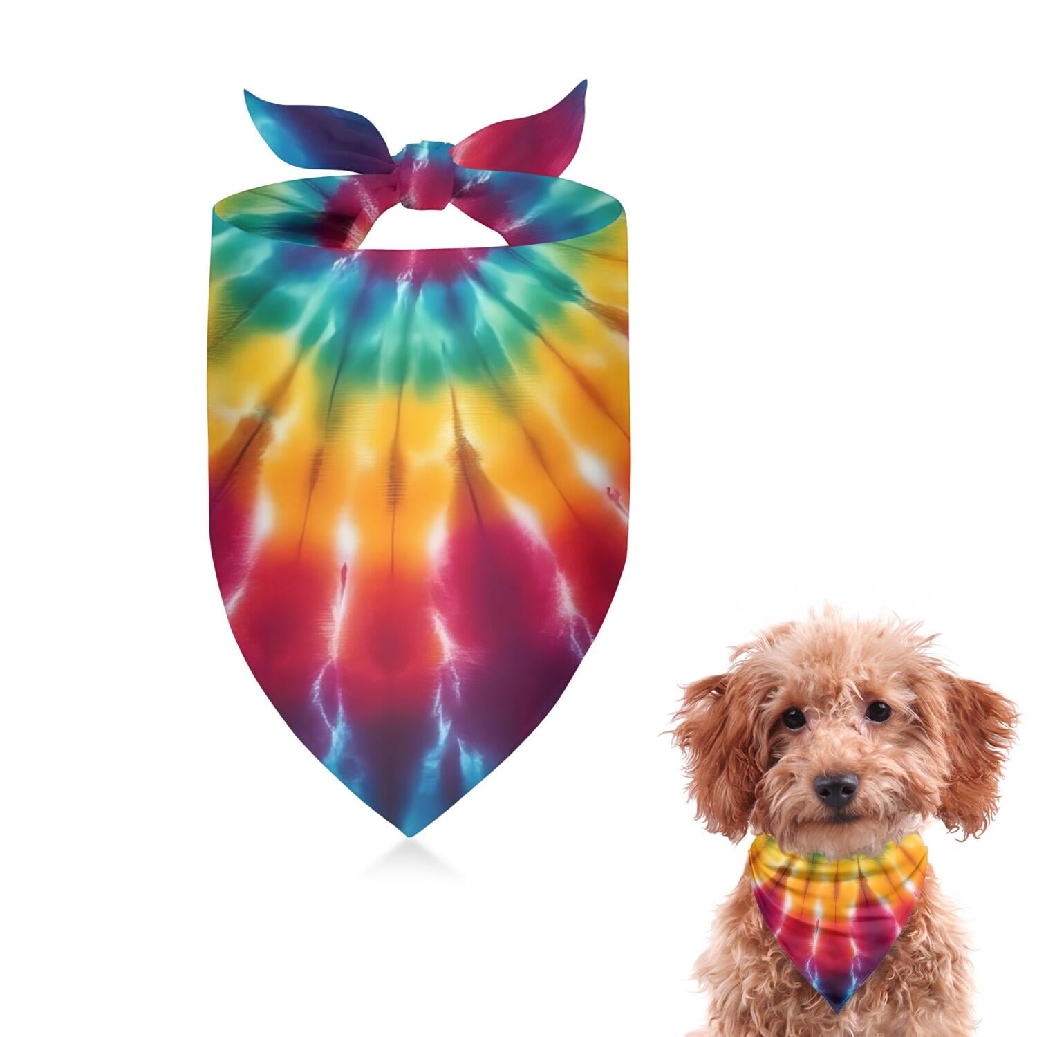 Dog Bandana 1 Pack,Colorful Tie Dye Spiral Pattern Bandanas for Dogs ...