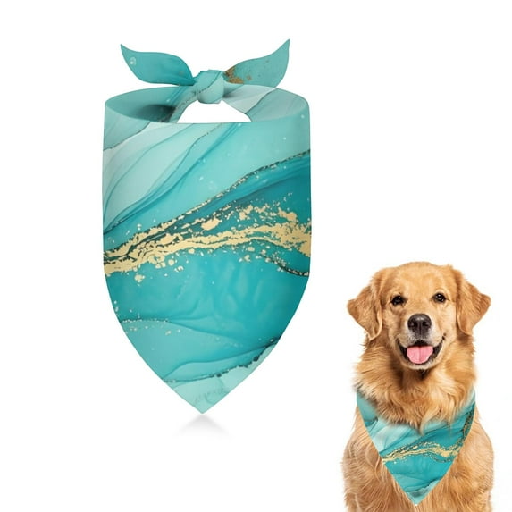 Dog Bandana 1 Pack,Cyan Marble Gold Spot Pattern Bandanas for Dogs,Cat ...
