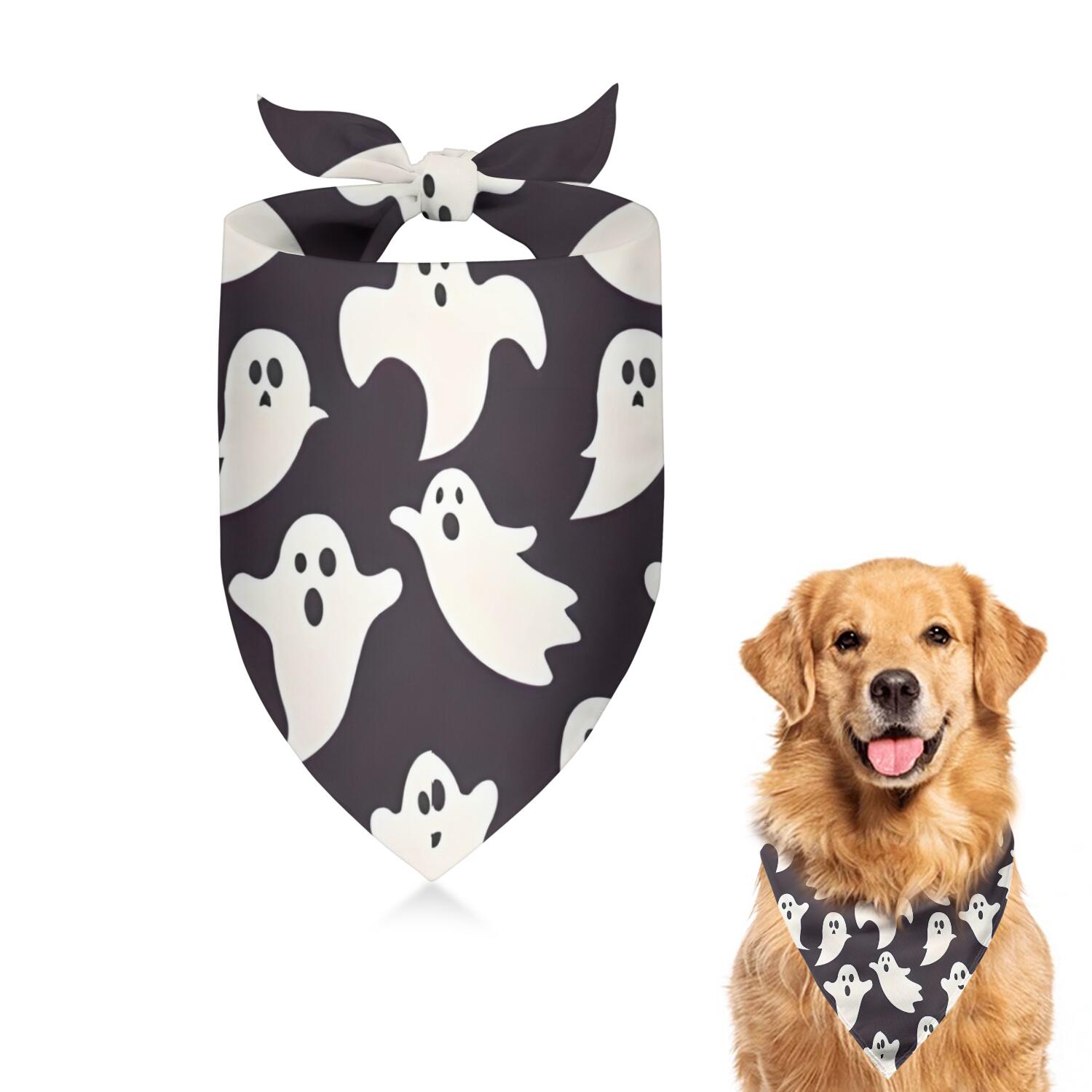 Dog Bandana 1 Pack,Dark Halloween White Ghosts Bandanas for Dogs,Cat ...