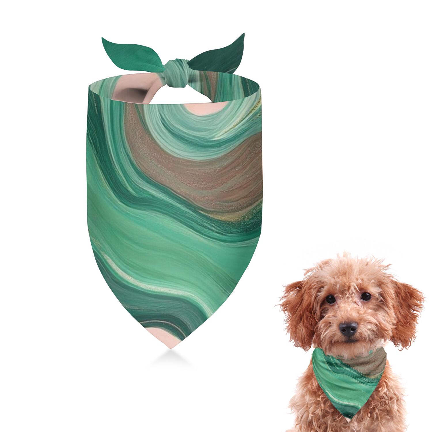 Dog Bandana 1 Pack,Green Marble Gold Wave Pattern Bandanas for Dogs,Cat ...