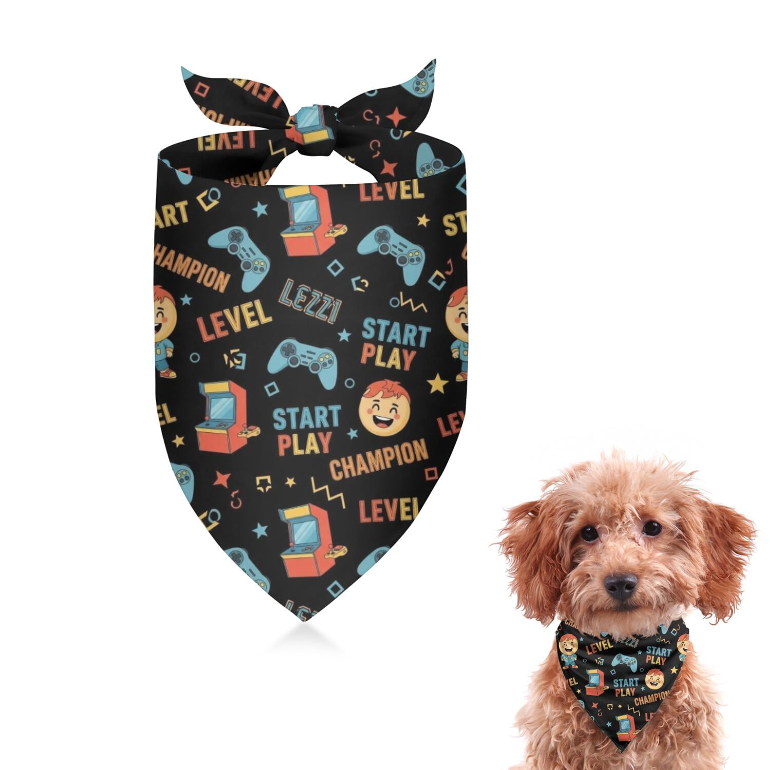 Dog Bandana 1 Pack,Multicolor Controllers Games Icons Black Pattern ...