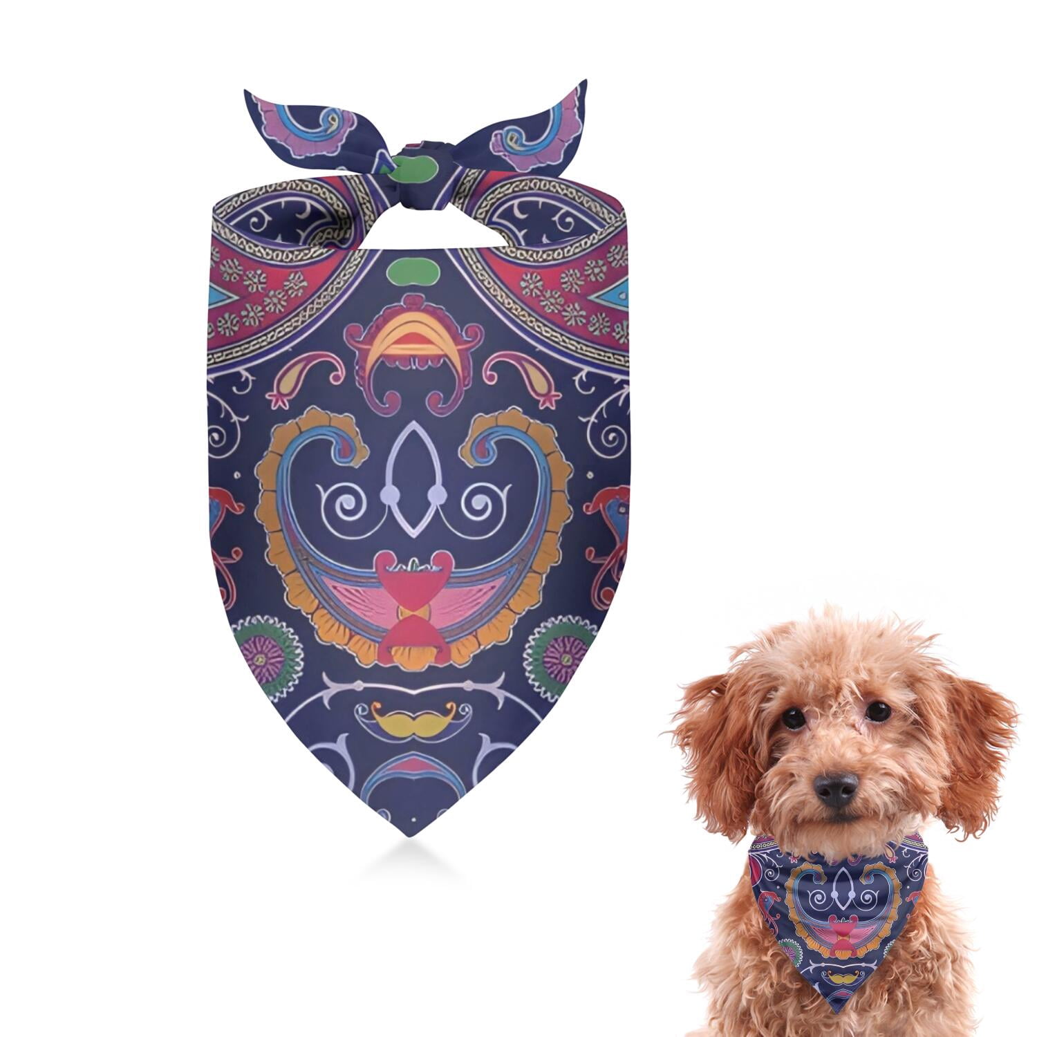 Dog Bandana 1 Pack,Multicolor Ethnic Paisley Pattern Bandanas for Dogs ...