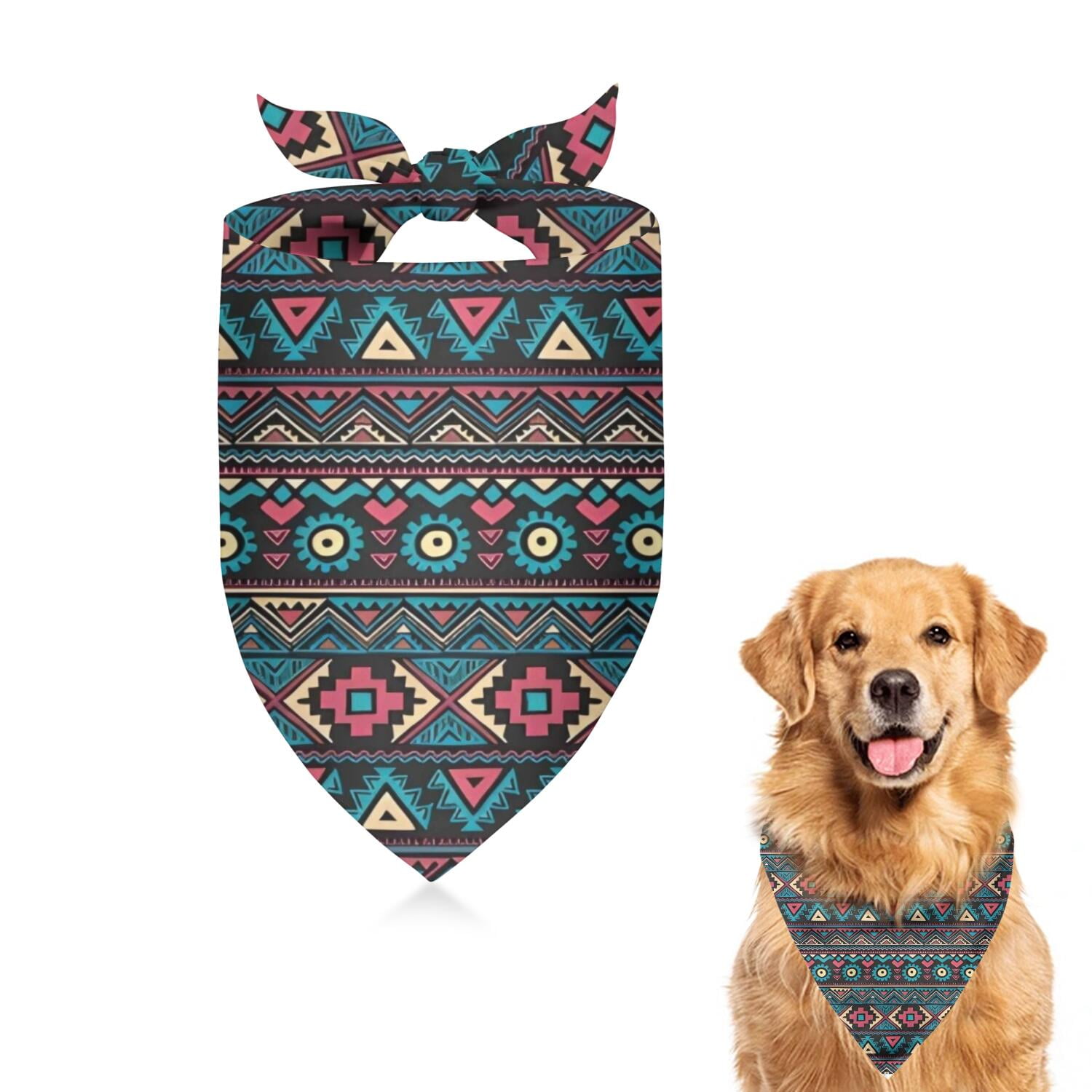 Dog Bandana 1 Pack,Multicolor Triangular and Diamond Shaped Geometric ...