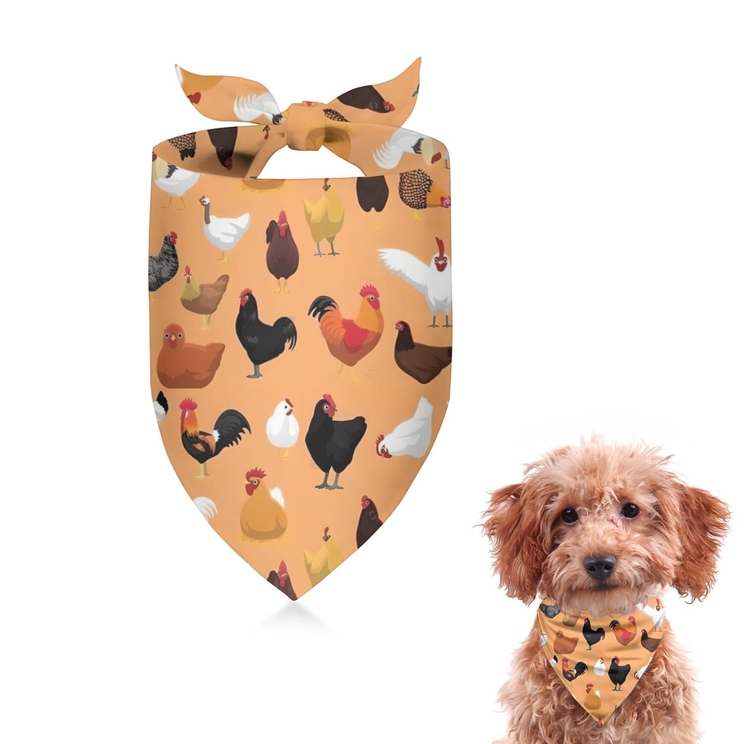 Dog Bandana 1 Pack,Orange Chicken Breed Pattern Bandanas for Dogs,Cat ...