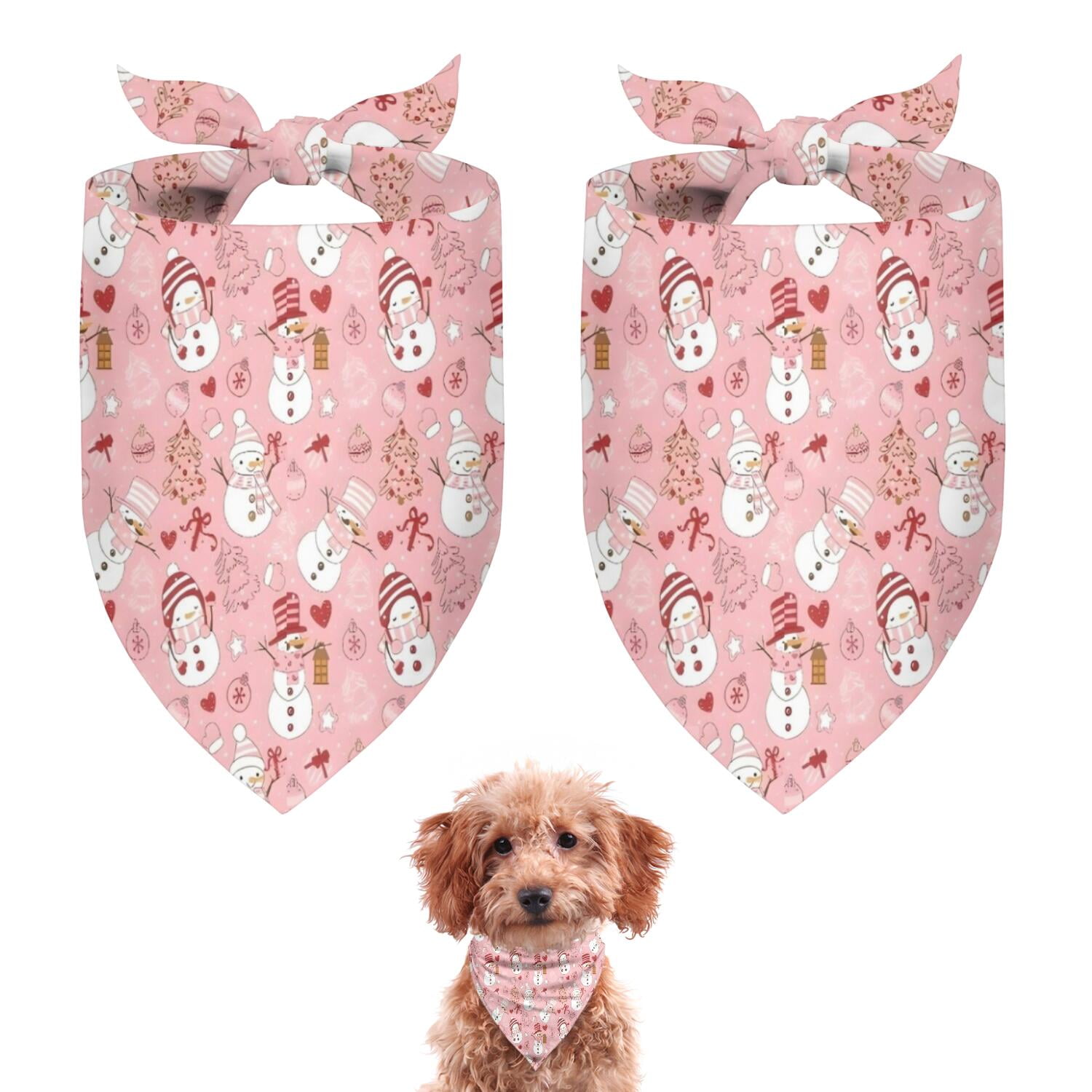 Dog Bandana 1 Pack,Pink Christmas Snowman Pattern Bandanas for Dogs,Cat ...