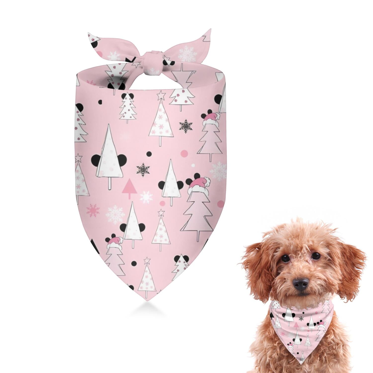 Dog Bandana 1 Pack,Pink Christmas Tree Pattern Bandanas for Dogs,Cat ...