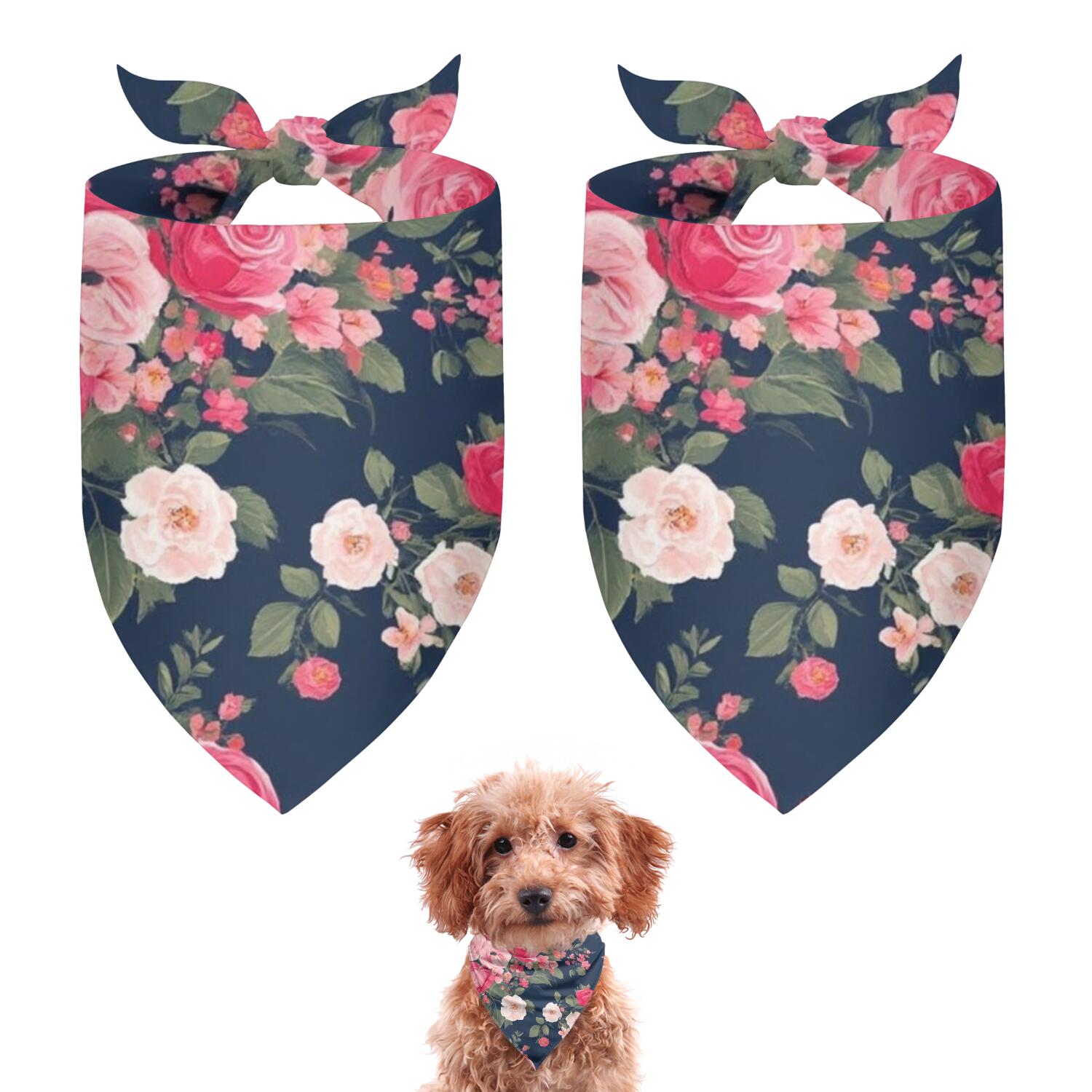 Dog Bandana 2 Pack,Pioneer Flower Floral Print Pattern Bandanas for ...