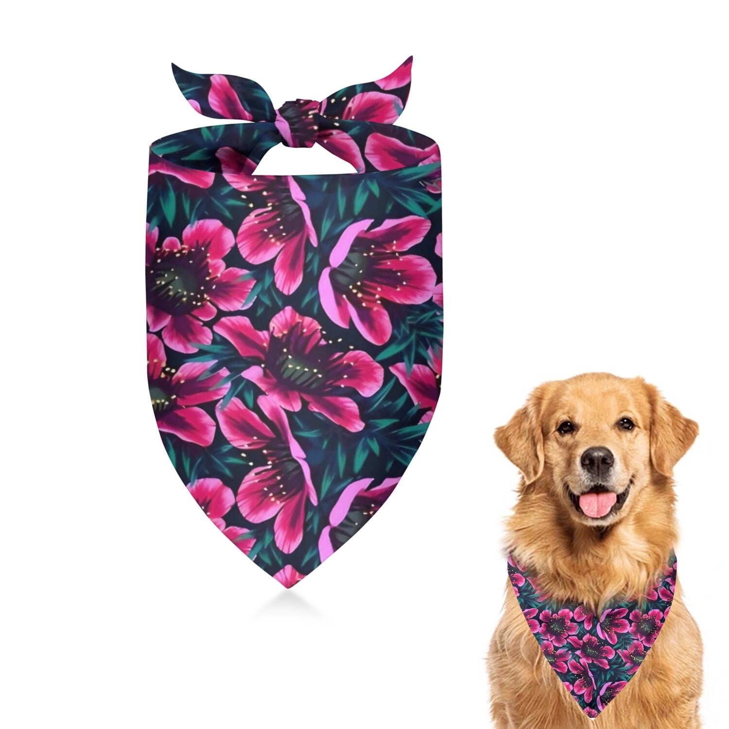 Dog Bandana 1 Pack,Pioneer Flower Floral Print Pattern Bandanas for ...