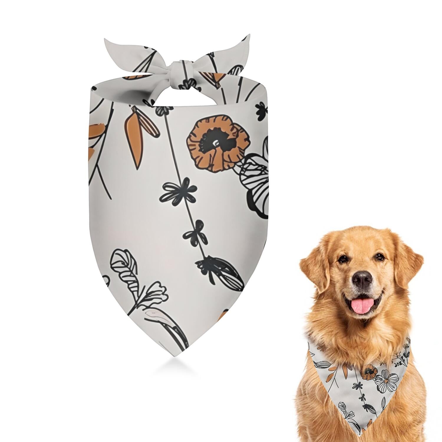 Dog Bandana 1 Pack,Pioneer Flower Floral Print Pattern Bandanas for ...