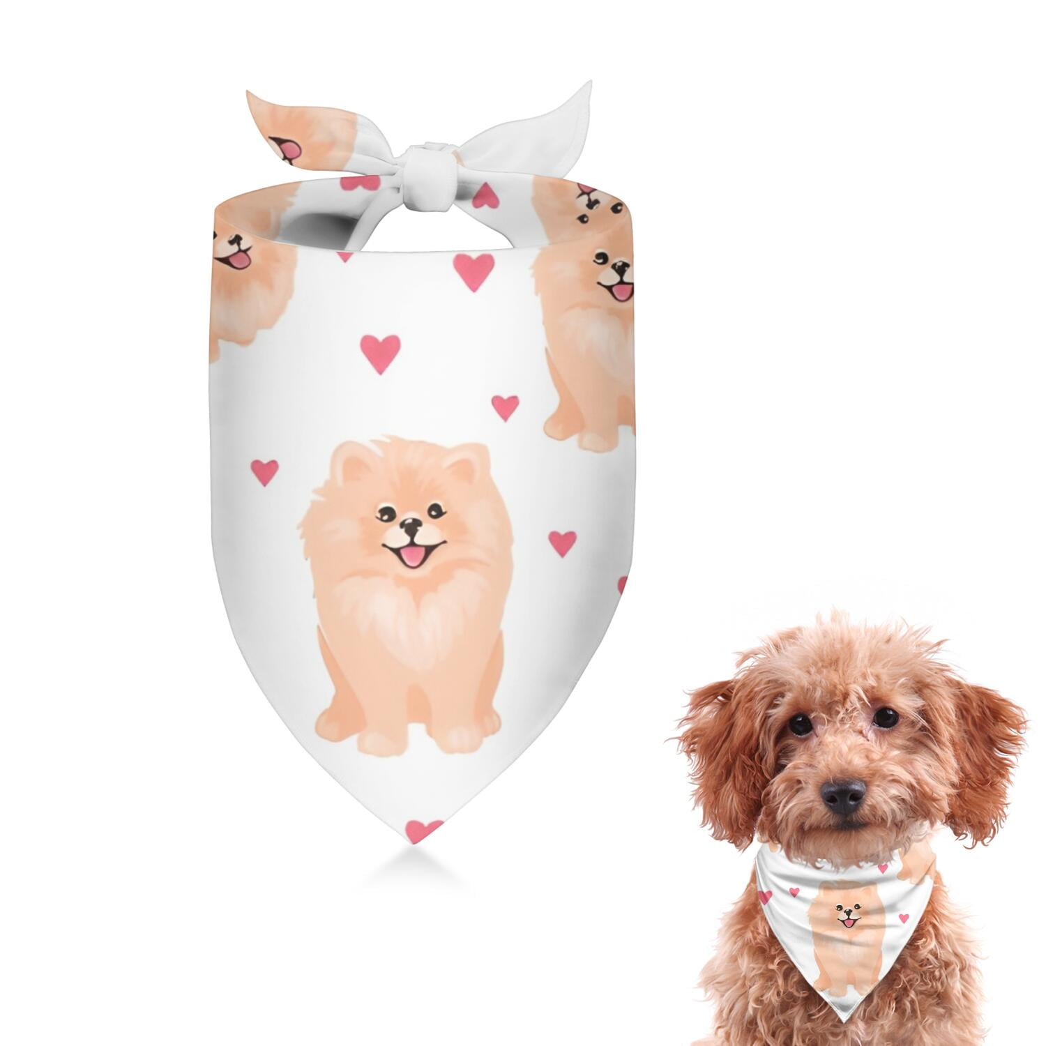 Dog Bandana 1 Pack,Pomeranian Dogs with Hearts Bandanas for Dogs,Cat ...