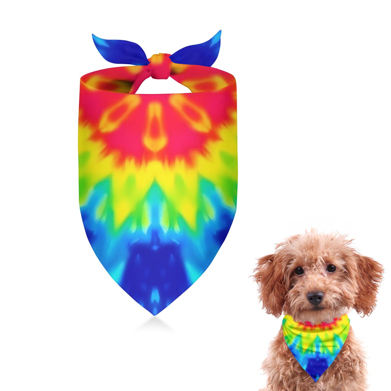 Dog Bandana 1 Pack,Rainbow Tie Dye Mandala Pattern Bandanas for Dogs ...
