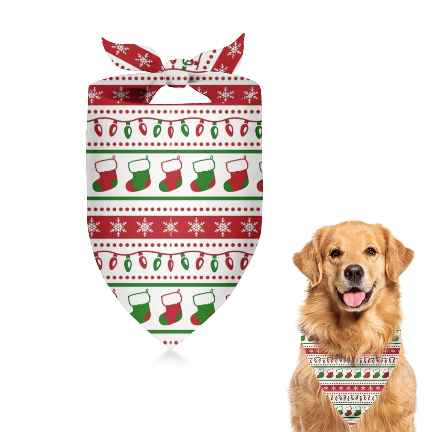 Dog Bandana 1 Pack,Red Christmas Stocking and Snowflake Pattern ...