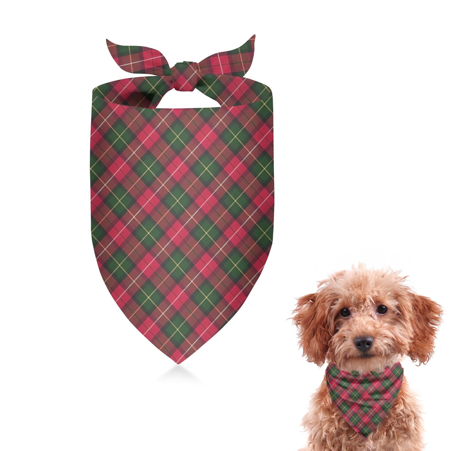 Dog Bandana 1 Pack,Red and Green Checkerboard Checkered Pattern ...