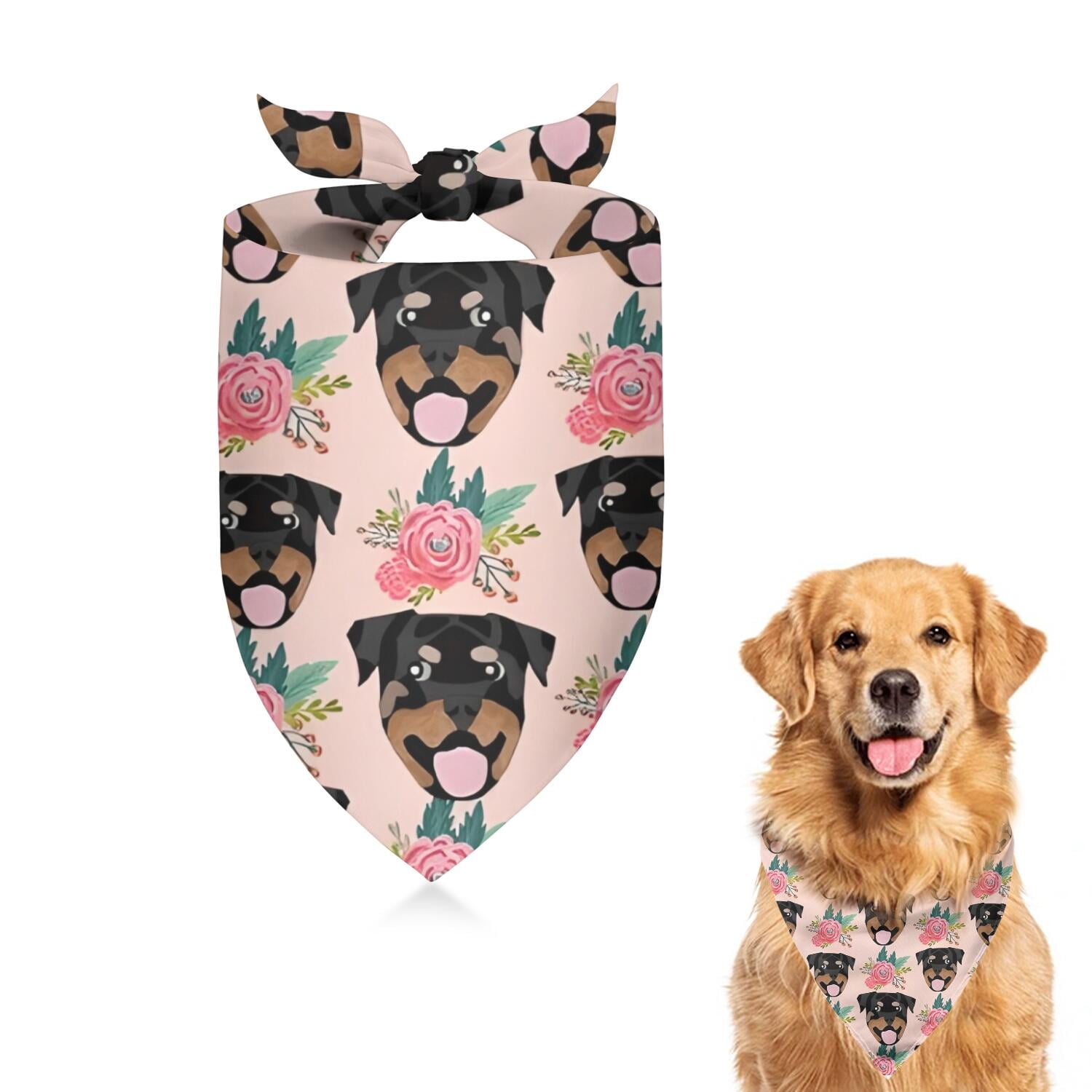 Dog Bandana 1 Pack,Rottweiler and Pioneer Flower Bandanas for Dogs,Cat ...