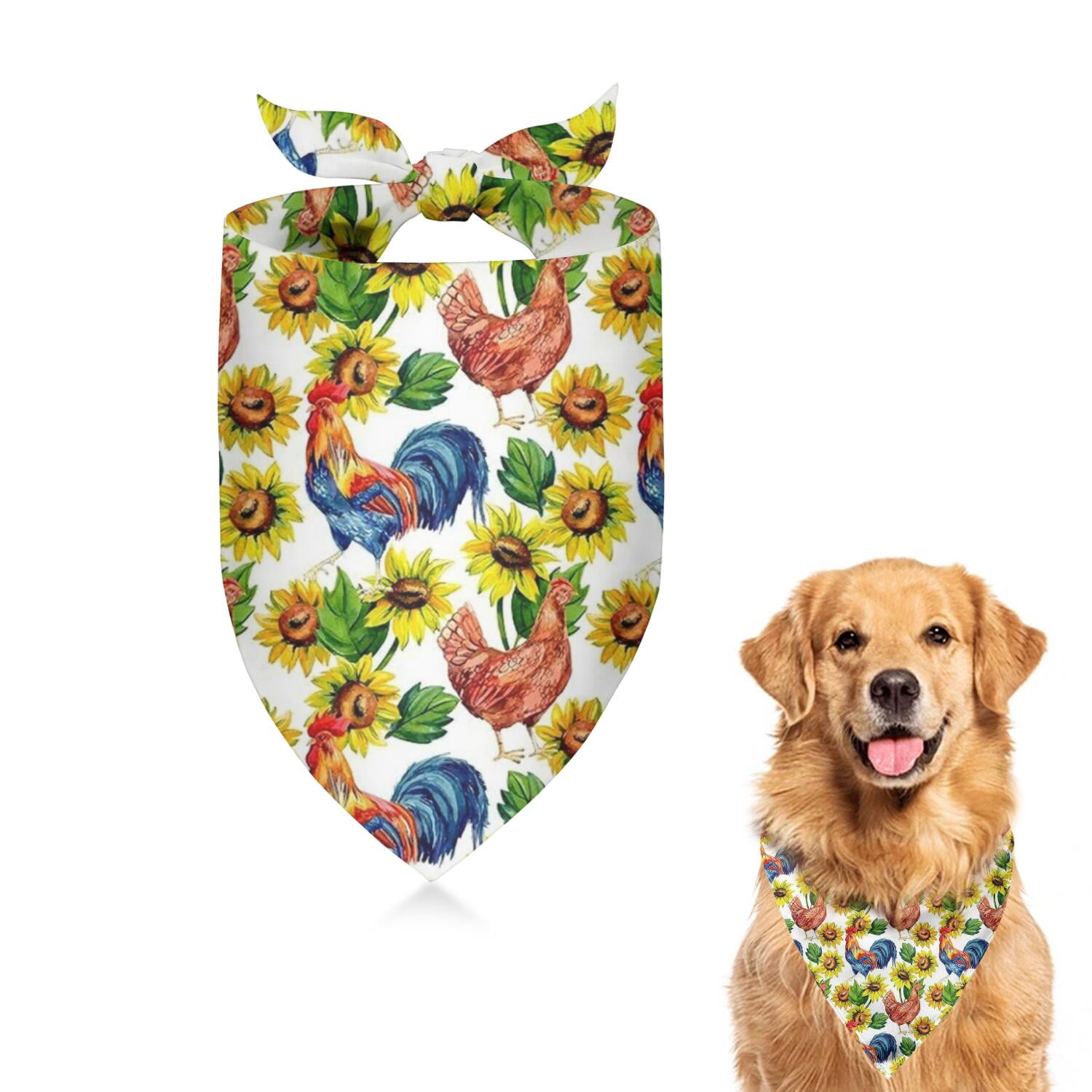 Dog Bandana 1 Pack,Sunflower Chicken Pattern Bandanas for Dogs,Cat ...