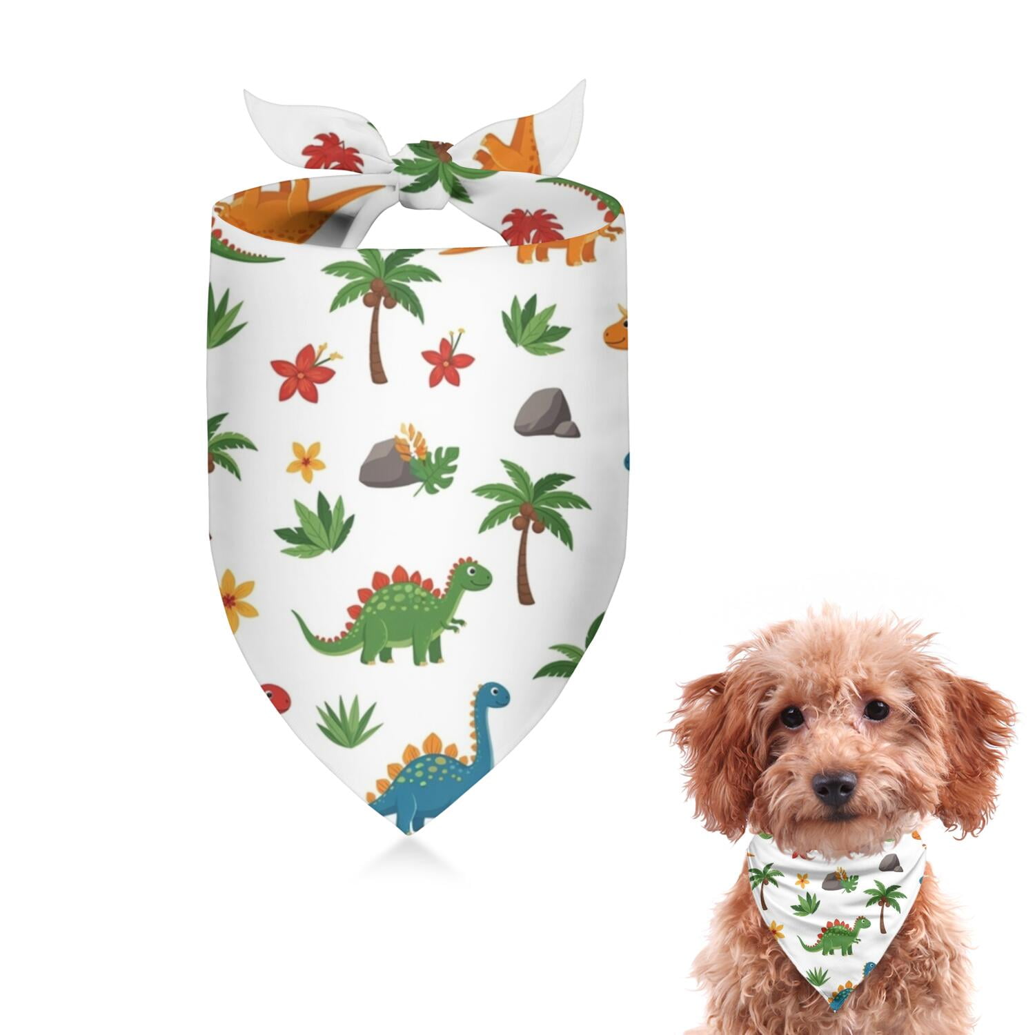 Dog Bandana 1 Pack,Tropical Dinosaur Pattern Bandanas for Dogs,Cat ...