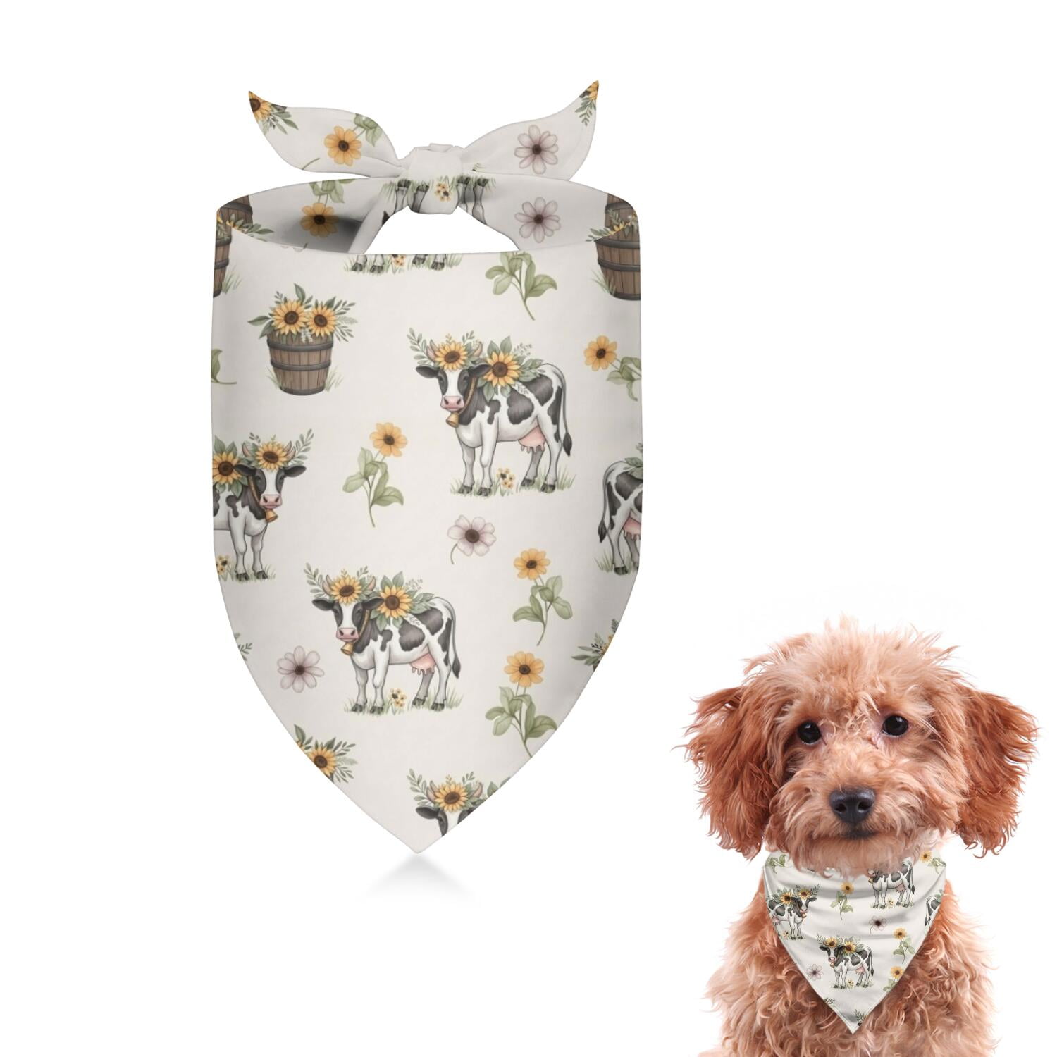 Dog Bandana 1 Pack,White Buffalo Pattern Bandanas for Dogs,Cat Bandana ...