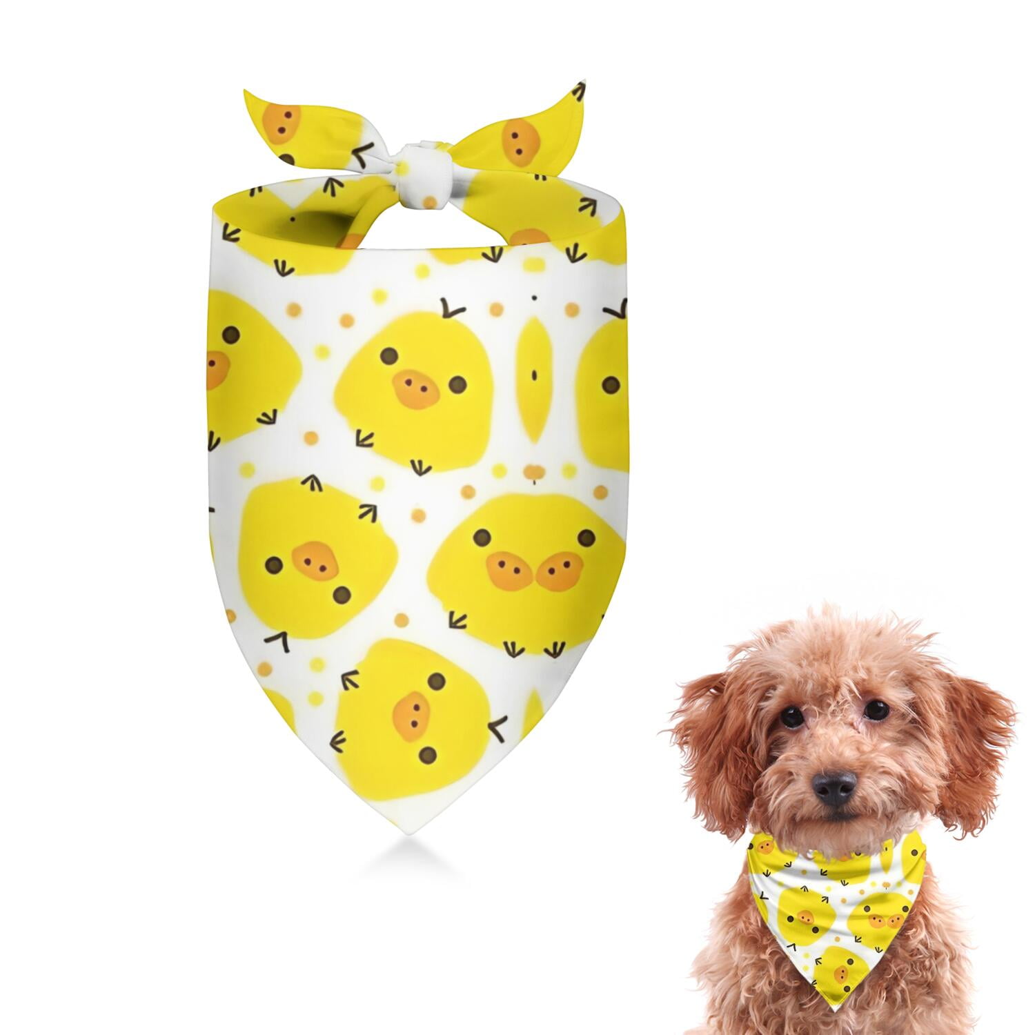 Dog Bandana 1 Pack,White Chicken Yellow Chick Pattern Bandanas for Dogs ...