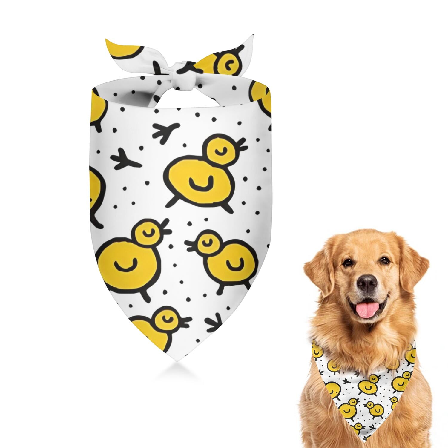 Dog Bandana 1 Pack,White Chicken Yellow Chick Pattern Bandanas for Dogs ...