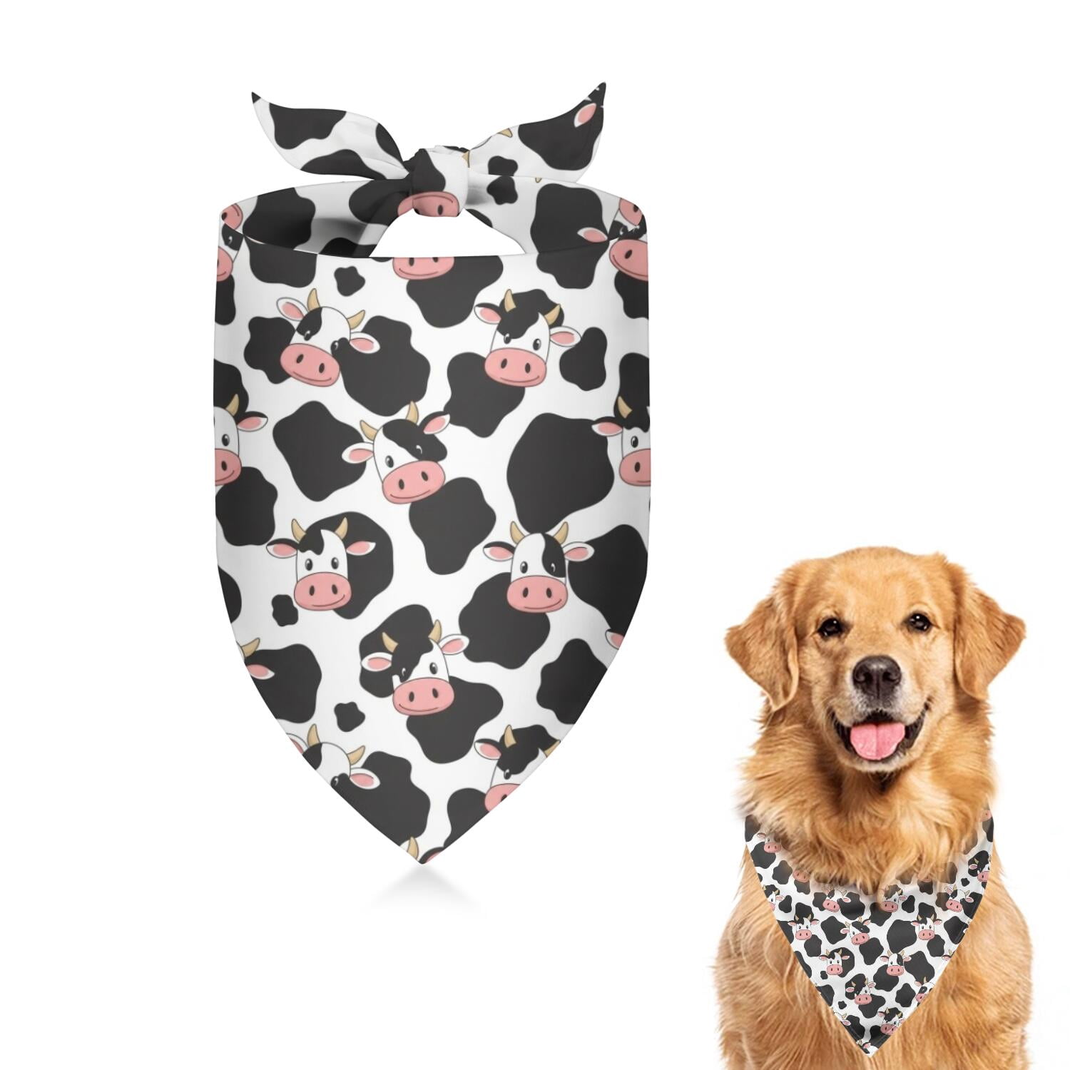 Dog Bandana 1 Pack,White Cow Black Spot Pattern Bandanas for Dogs,Cat ...