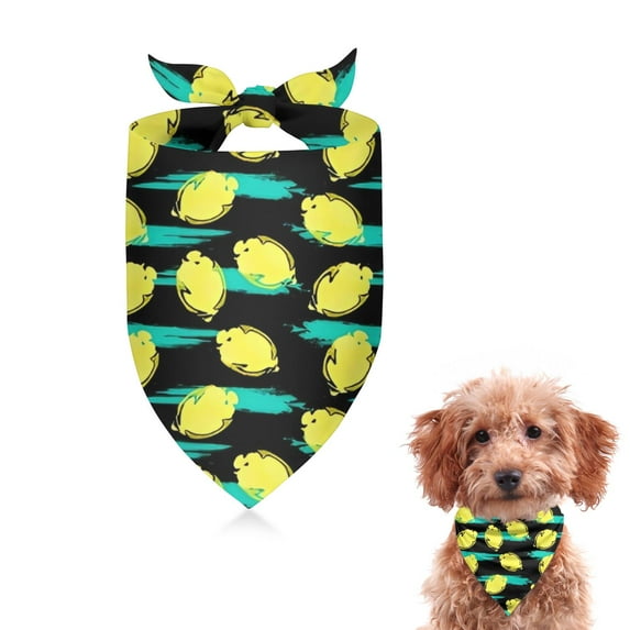 Dog Bandana 1 Pack,Yellow Lemon Fruit Slices Black Pattern Bandanas for ...