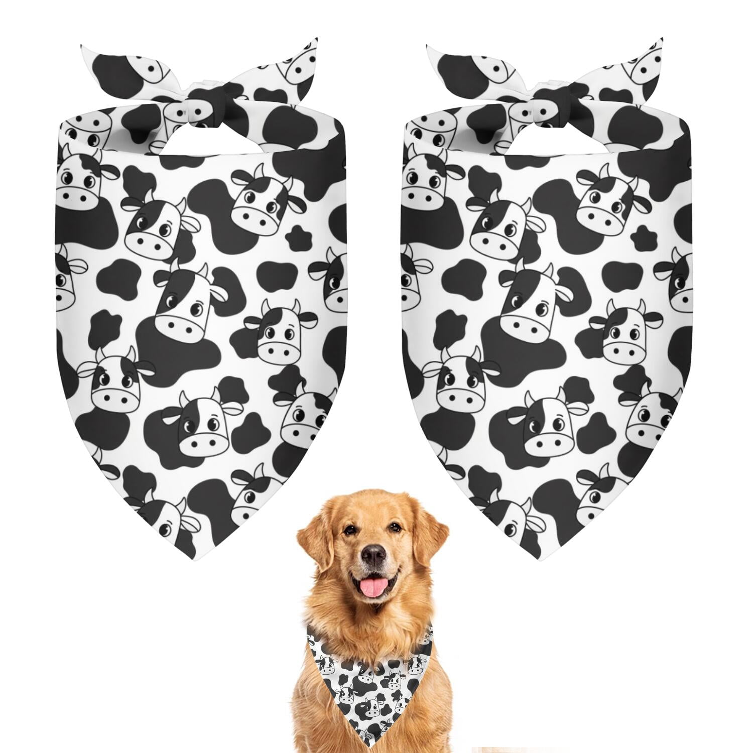 Dog Bandana 2 Pack,Black White Cow Pattern Bandanas for Dogs,Cat ...