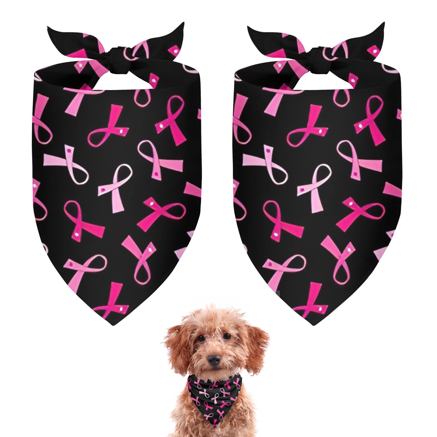 Dog Bandana 2 Pack,Breast Cancer Bandanas for Dogs,Cat Bandana,Small ...
