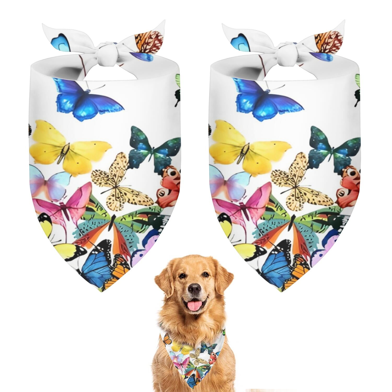 Dog Bandana 2 Pack,Colorful Butterfly Pattern Bandanas for Dogs,Cat ...