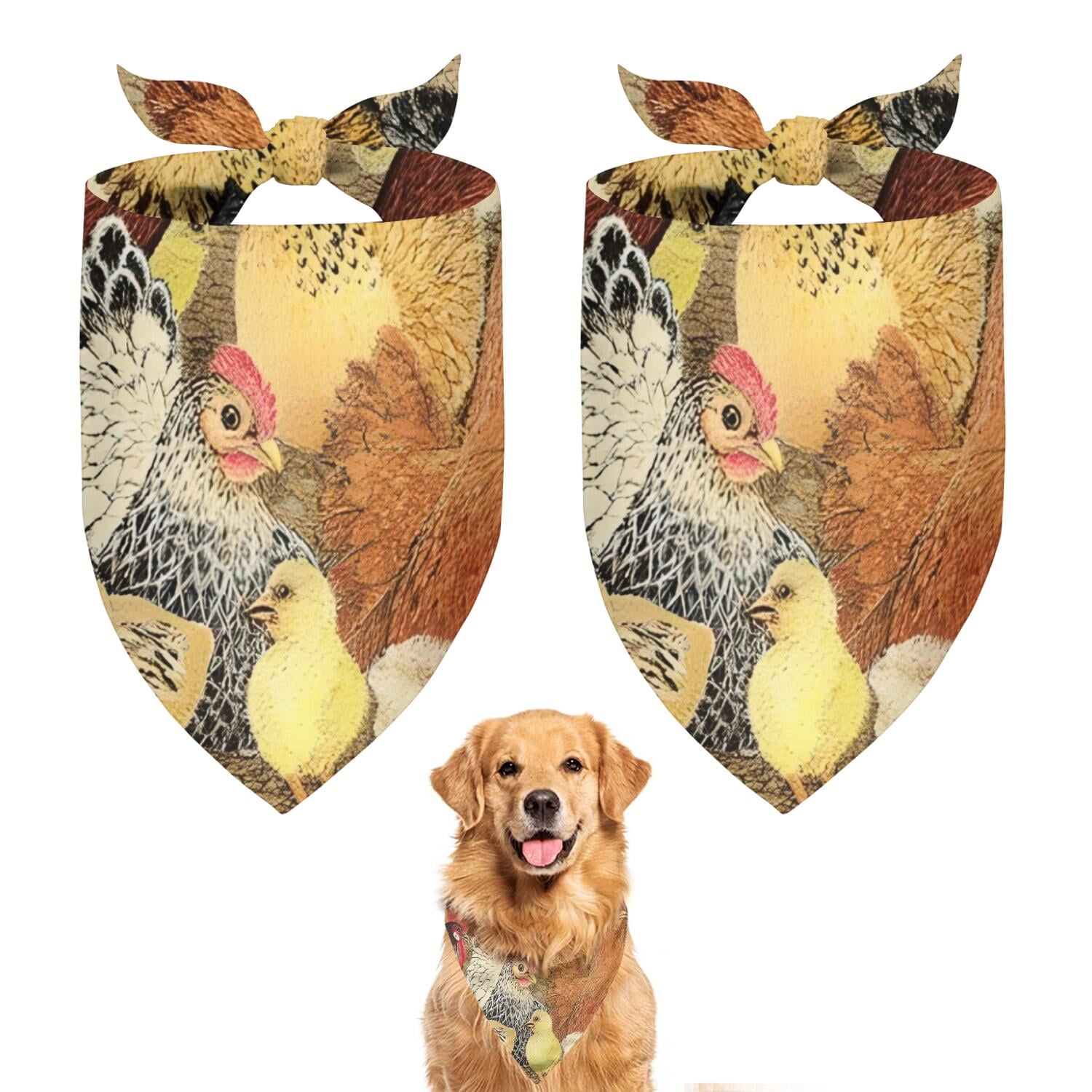Dog Bandana 2 Pack,Colorful Chicken Group Pattern Bandanas for Dogs,Cat ...