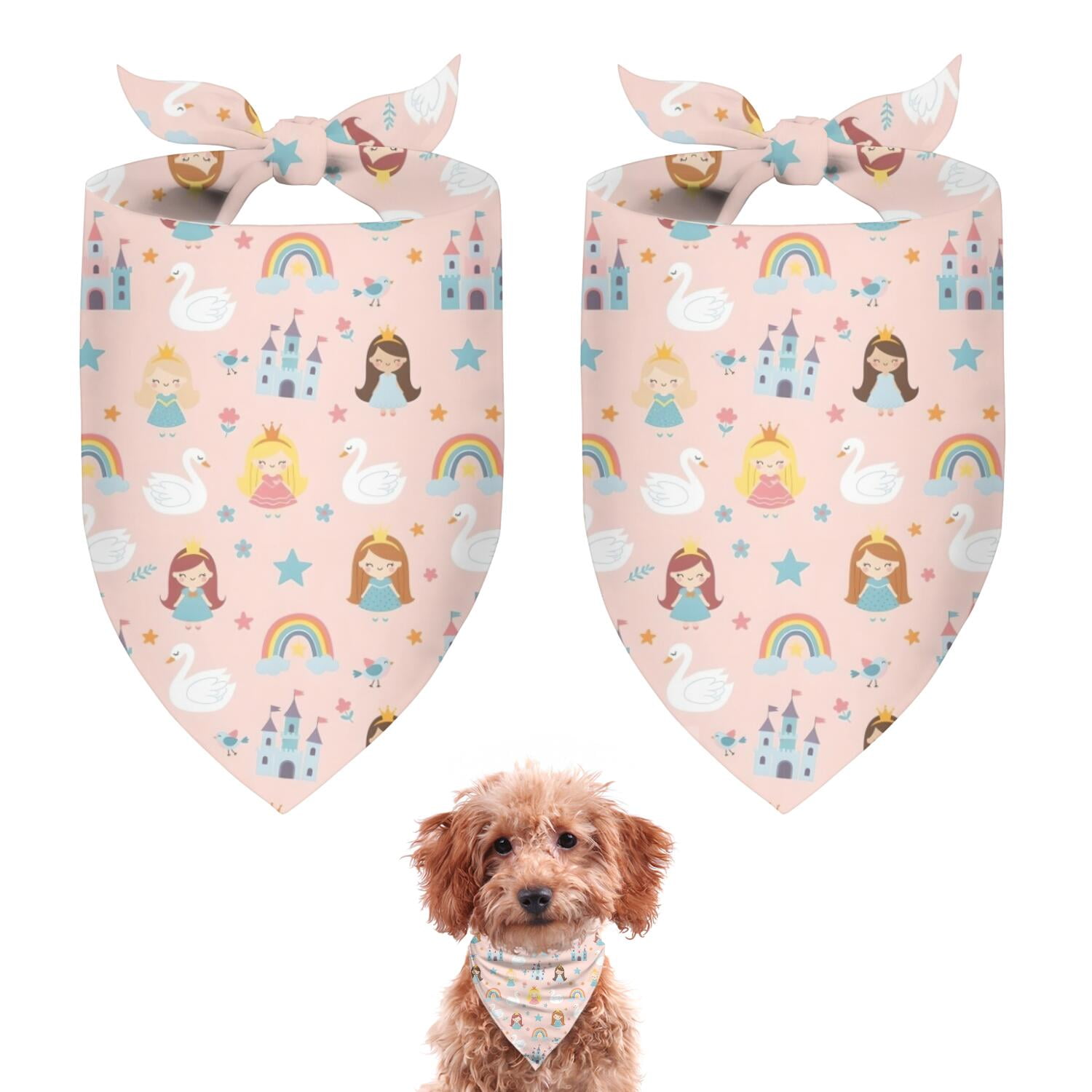 Dog Bandana 2 Pack,Colorful Princess Swan Pattern Bandanas for Dogs,Cat ...