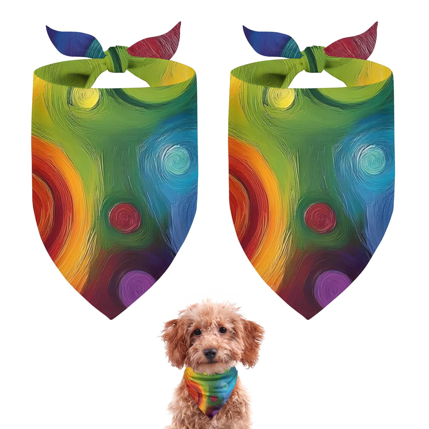 Dog Bandana 2 Pack,Colorful Tie Dye Circle Swirl Pattern Bandanas for ...