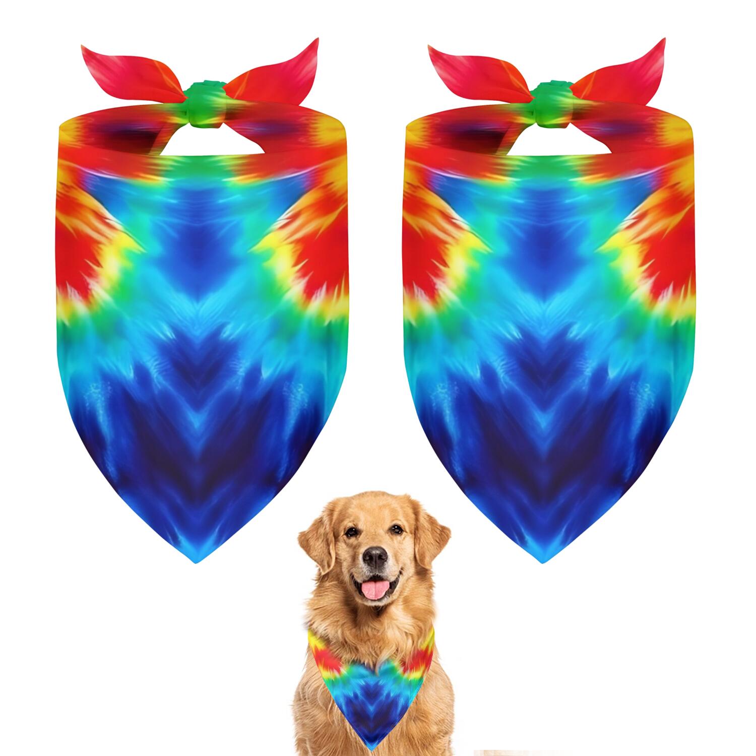 Dog Bandana 2 Pack,Colorful Tie Dye Flowe Bandanas for Dogs,Cat Bandana ...