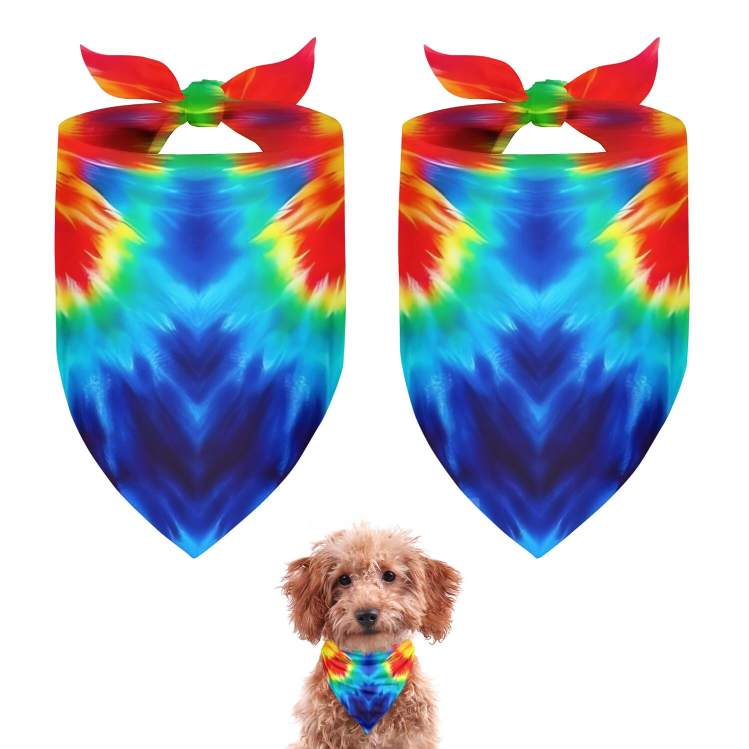 Dog Bandana 2 Pack,Colorful Tie Dye Flowe Bandanas for Dogs,Cat Bandana ...
