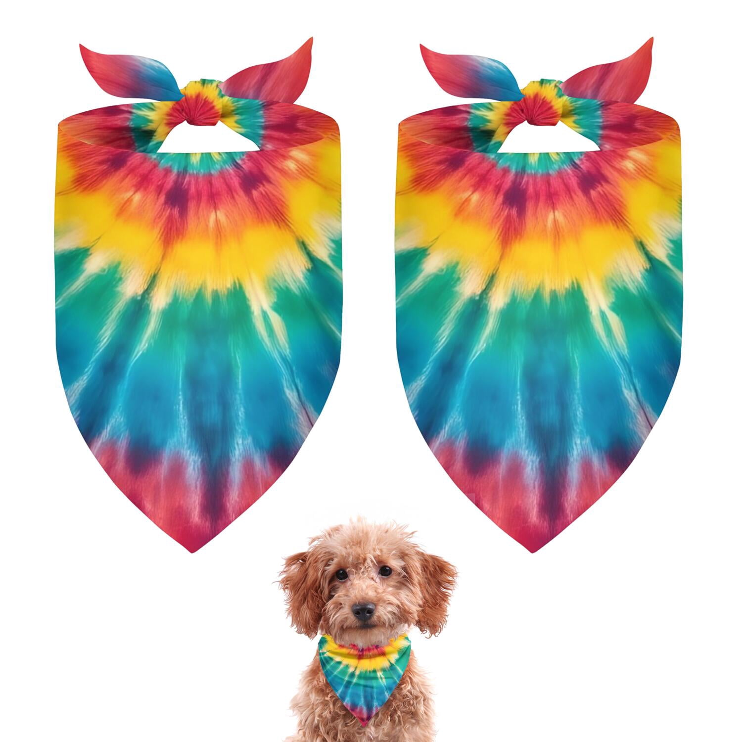 Dog Bandana 2 Pack,Colorful Tie Dye Mandala Pattern Bandanas for Dogs ...