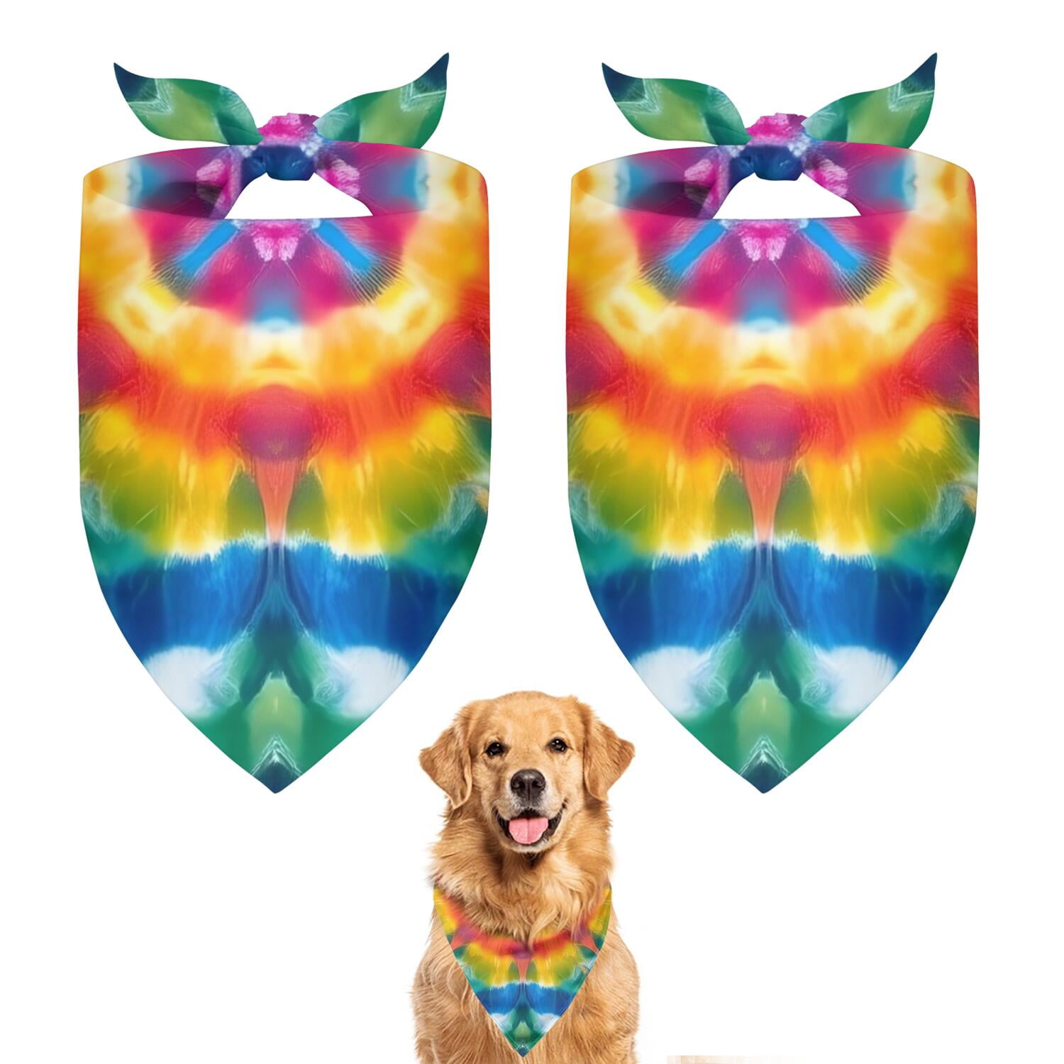 Dog Bandana 2 Pack,Colorful Tie Dye Mandala Pattern Bandanas for Dogs ...