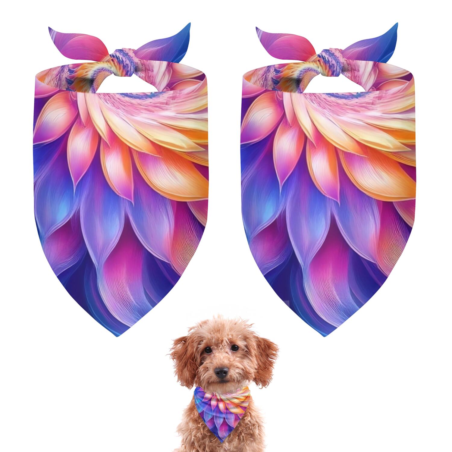 Dog Bandana 2 Pack,Colorful Tie Dye Spiral - Floral Pattern Bandanas ...