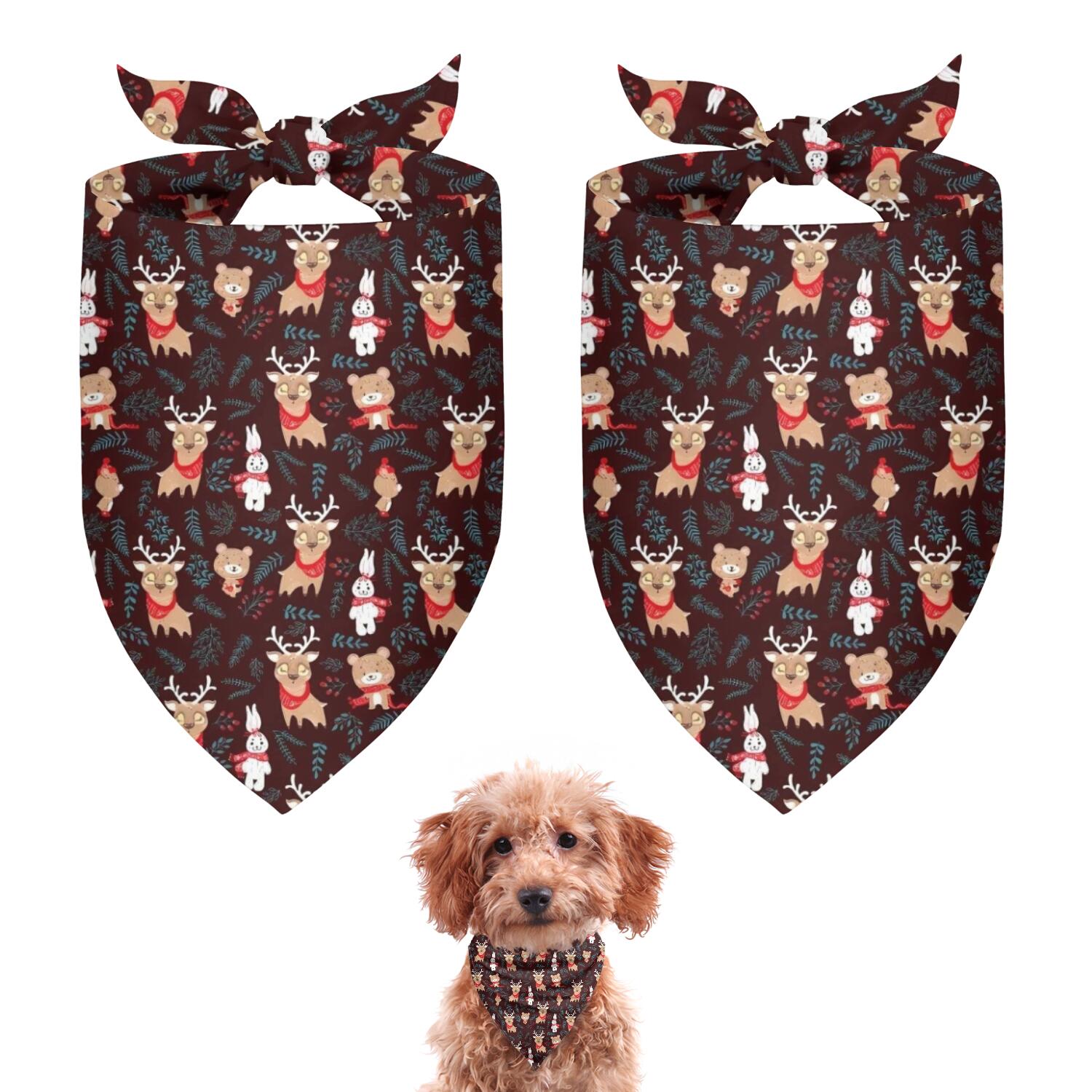 Dog Bandana 2 Pack,Dark Christmas Animal Pattern Bandanas for Dogs,Cat ...
