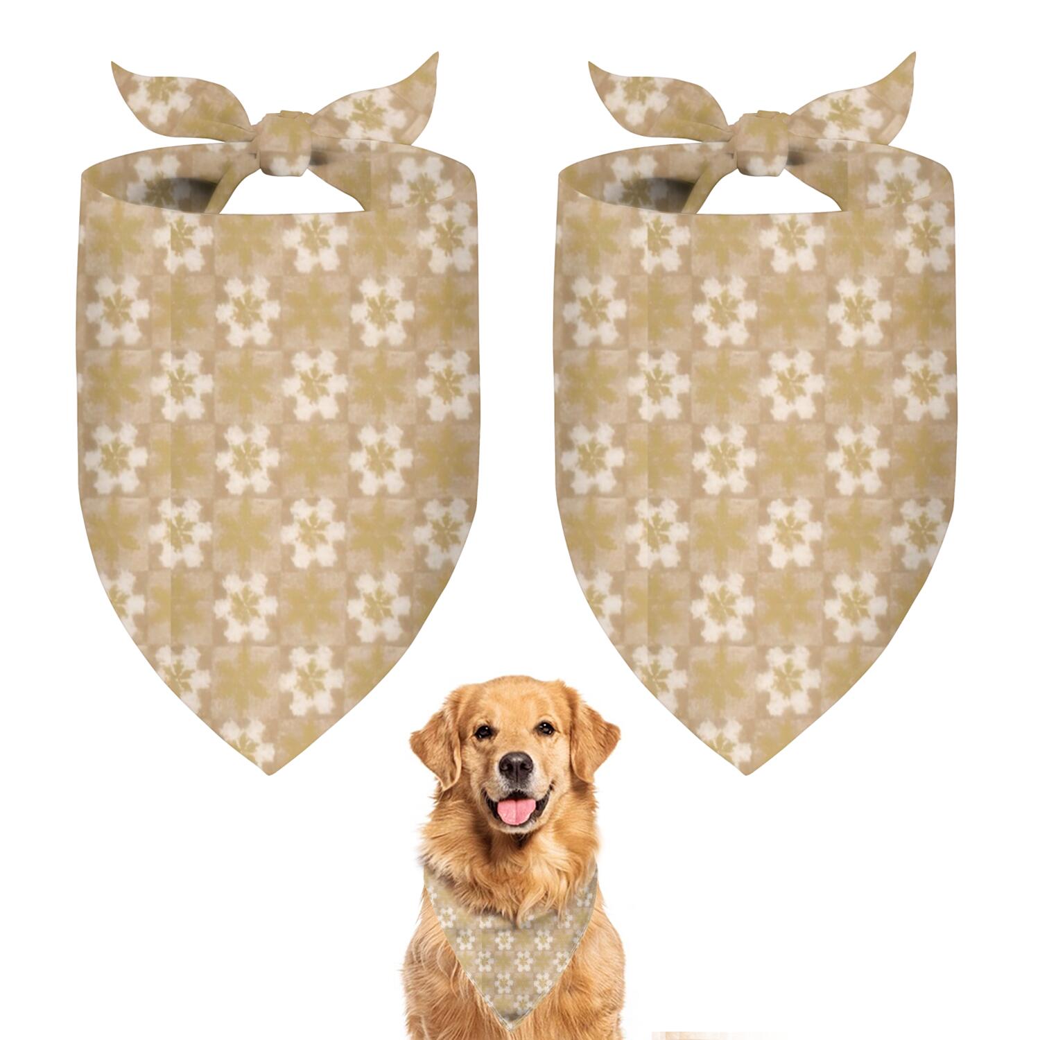 Dog Bandana 2 Pack,Golden Christmas Pattern Bandanas for Dogs,Cat ...