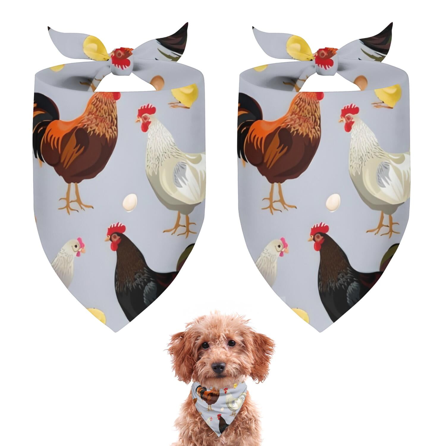 Dog Bandana 2 Pack,Gray Chicken Chick Egg Pattern Bandanas for Dogs,Cat ...