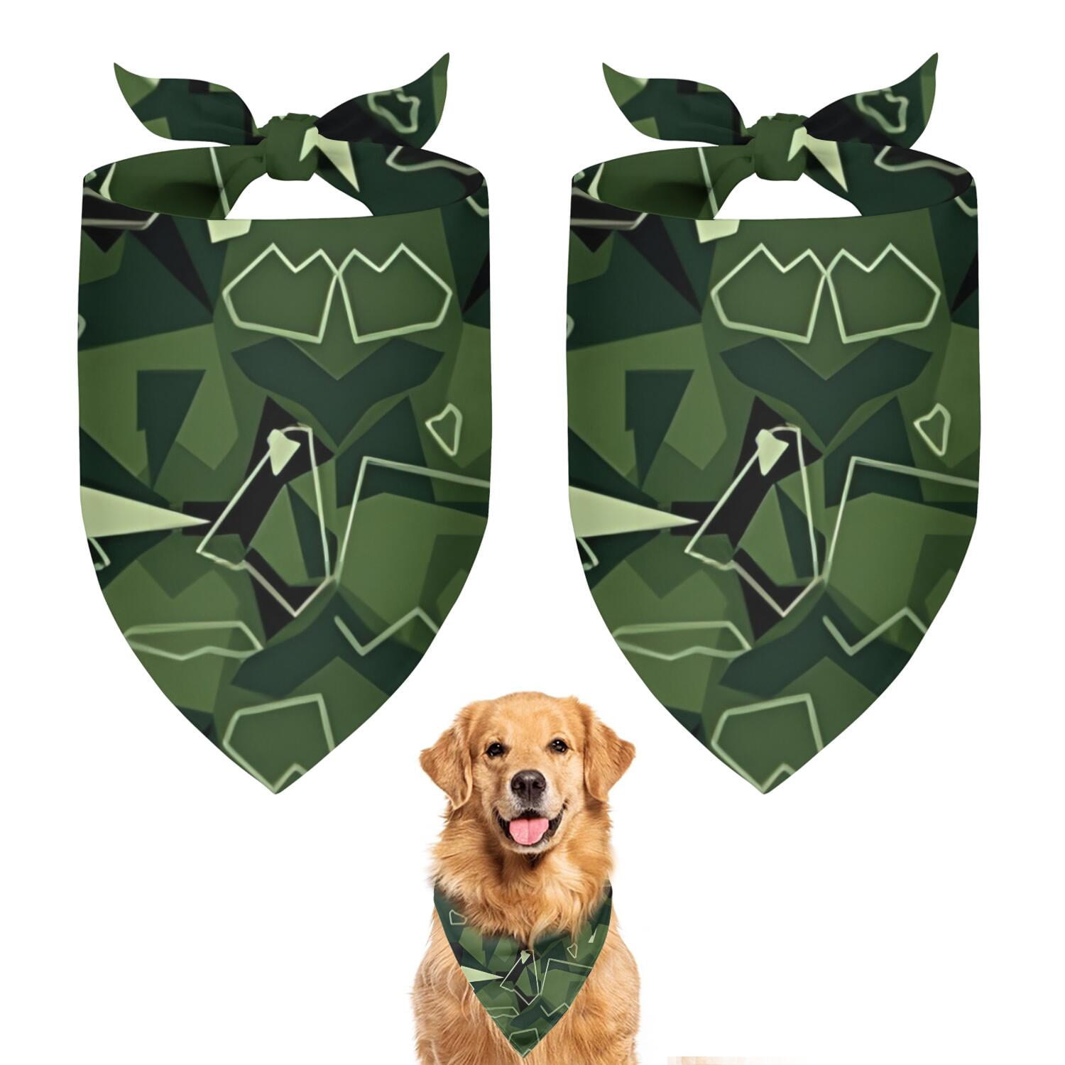 Dog Bandana 2 Pack,Gray Green Camo Textured Pattern Bandanas for Dogs ...