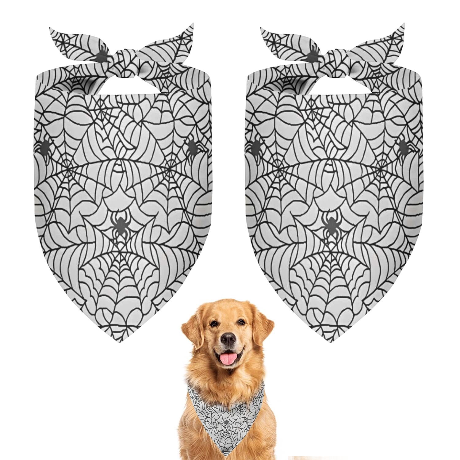 Dog Bandana 2 Pack,Halloween Spider Web and Spiders Bandanas for Dogs ...